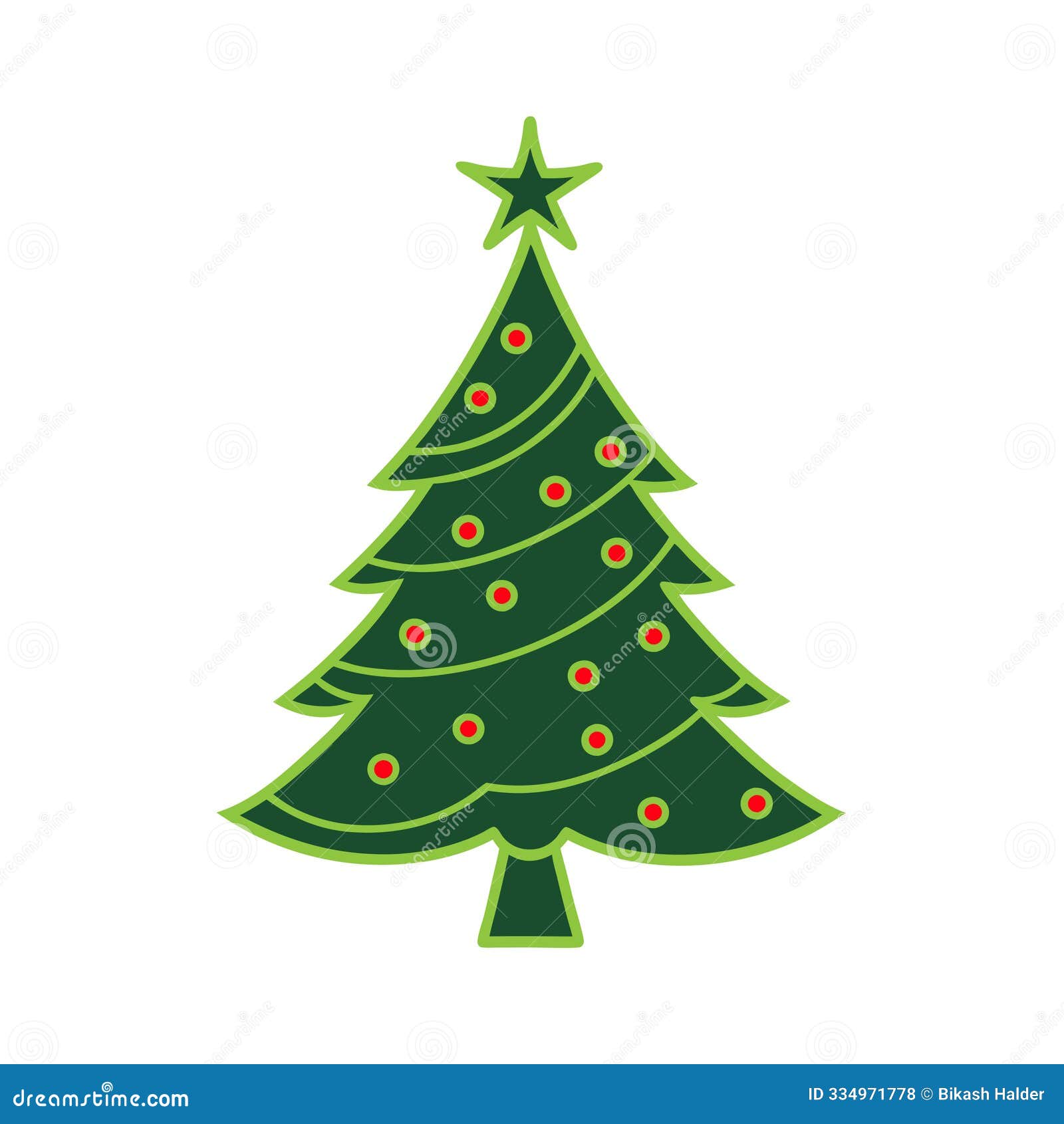 Festive Christmas Tree Vector Graphic Stock Illustration - Illustration ...