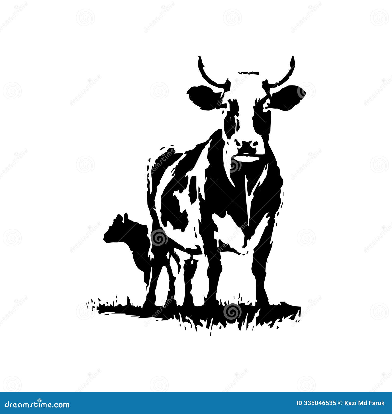 Graceful Bovine: Cow Silhouette in Typography Calligraphy Vector Art ...