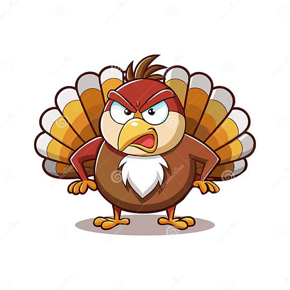 Angry Cartoon Turkey Vector Illustration - Thanksgiving Animation Art ...