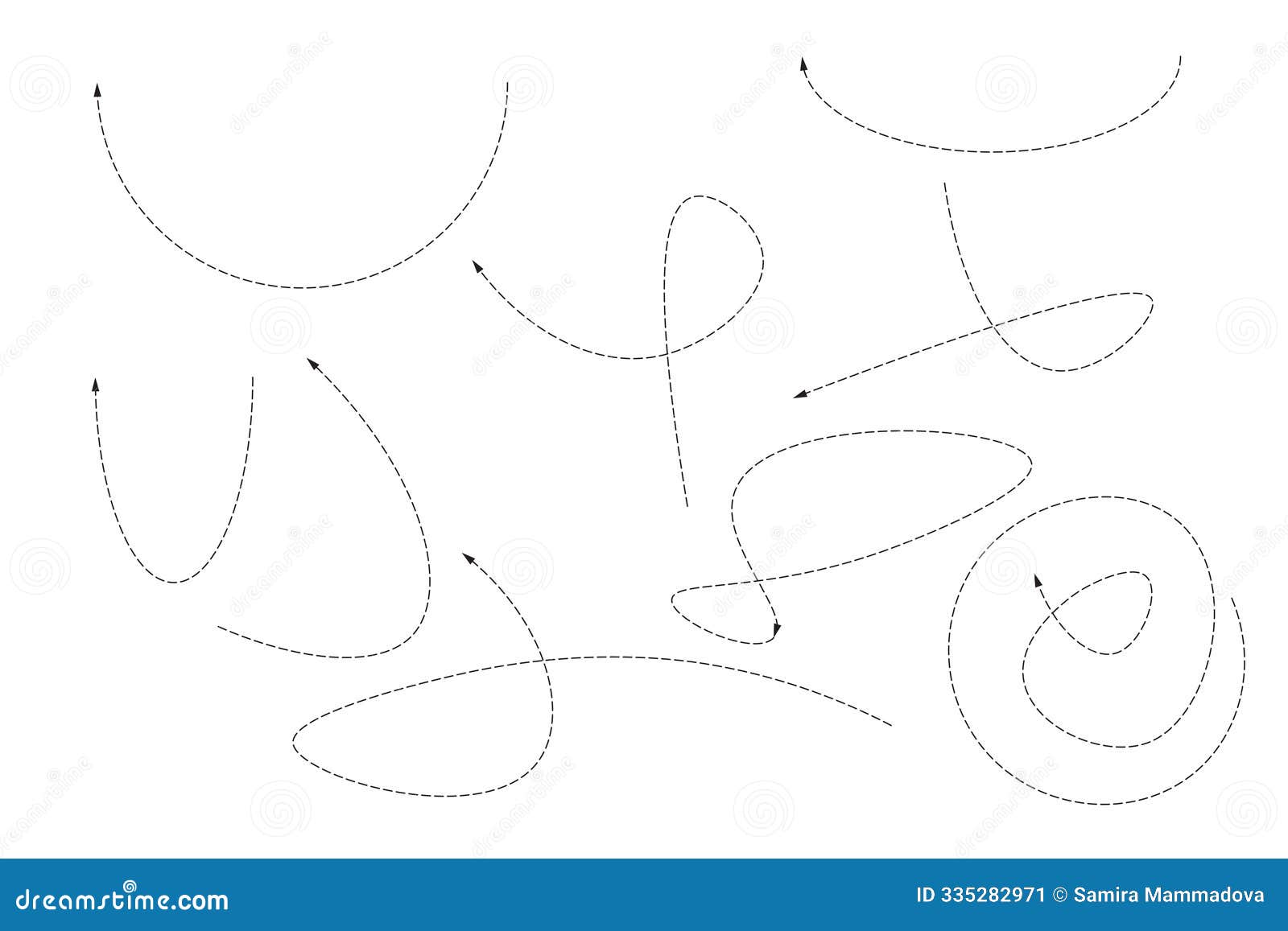 Set of dashed line arrows stock illustration. Illustration of symbol ...