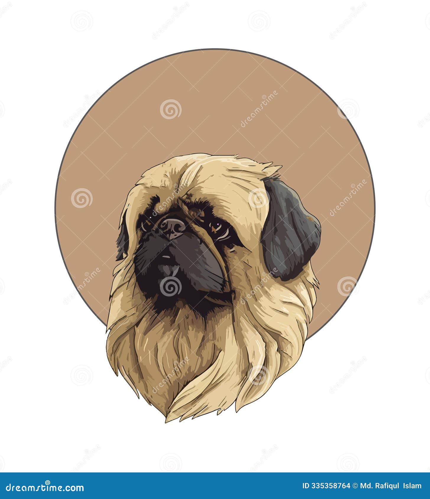 Pekingese Breed of Dog Circle Behind the Head Drawing Digital Art ...
