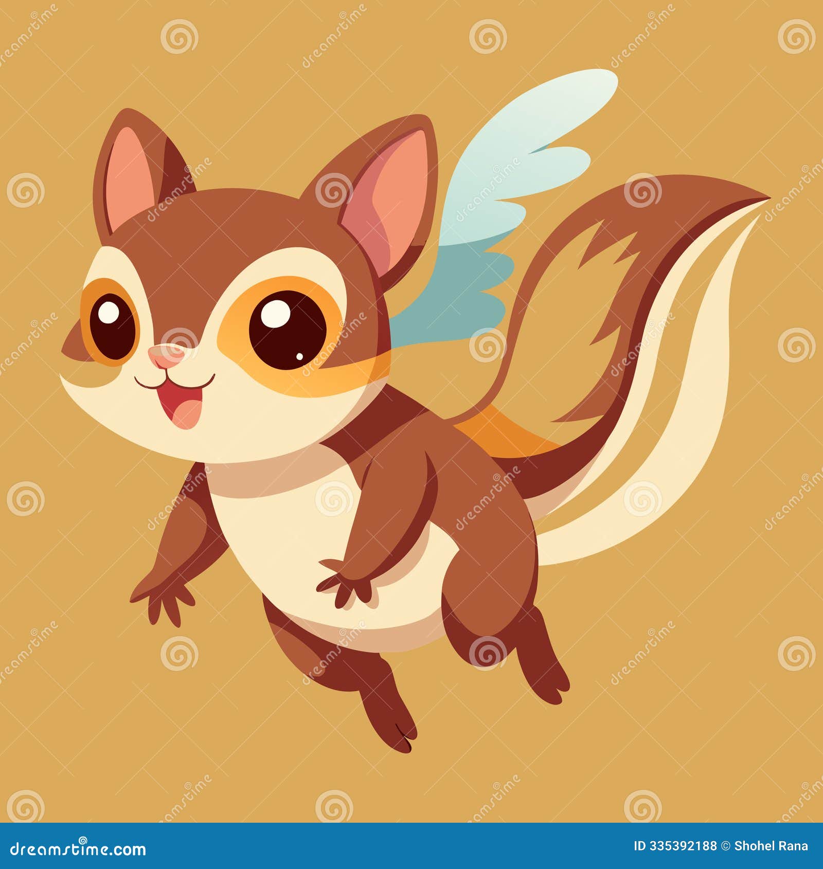 Print Flying Squirrel Vector Art Illustrations Set of Detailed Flying ...