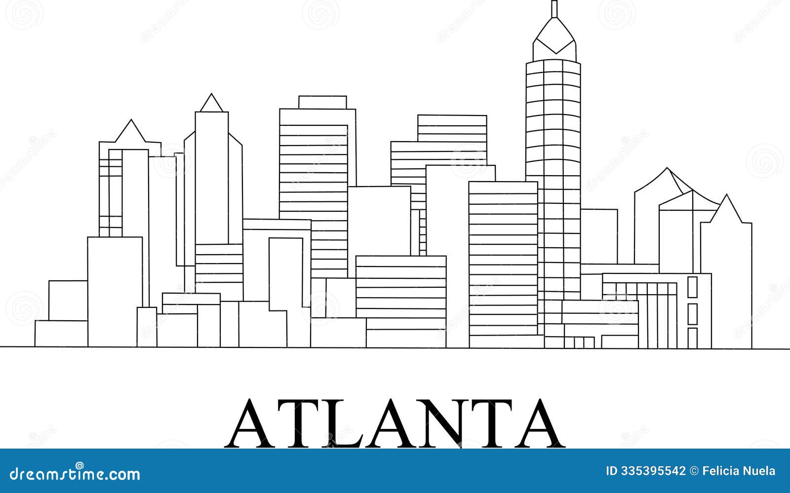 City Atlanta Vector Line Drawing Free Vetor Stock Illustration ...