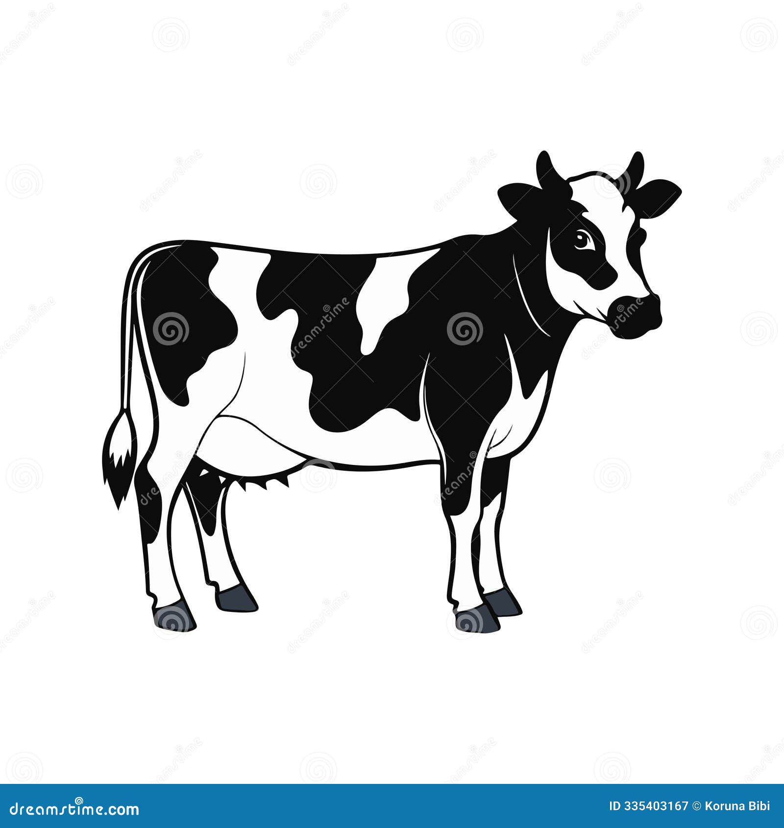 Black and White Cow Side View Isolated Vector Image. Stock Illustration ...
