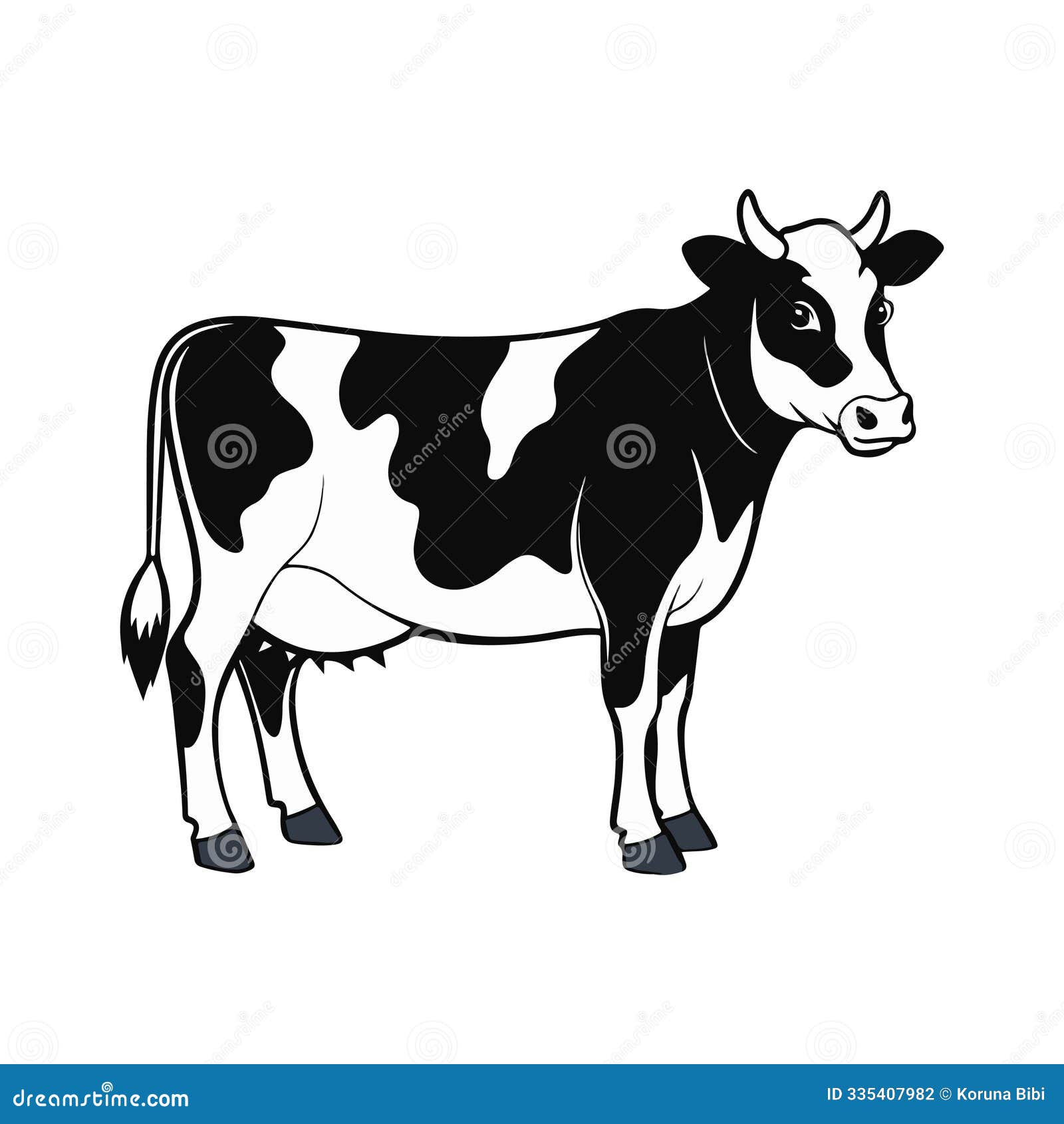 Black and White Cow Side View Isolated Vector Image Stock Illustration ...