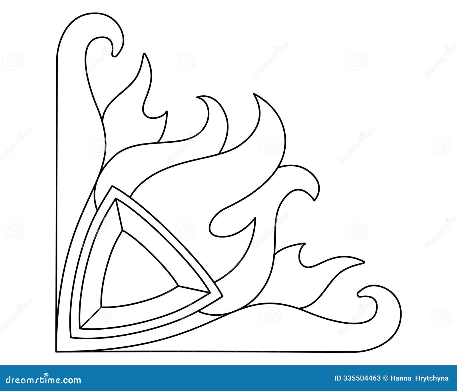 Fire Decorative Corner Vignette with Crystal and Flame - Vector Linear ...