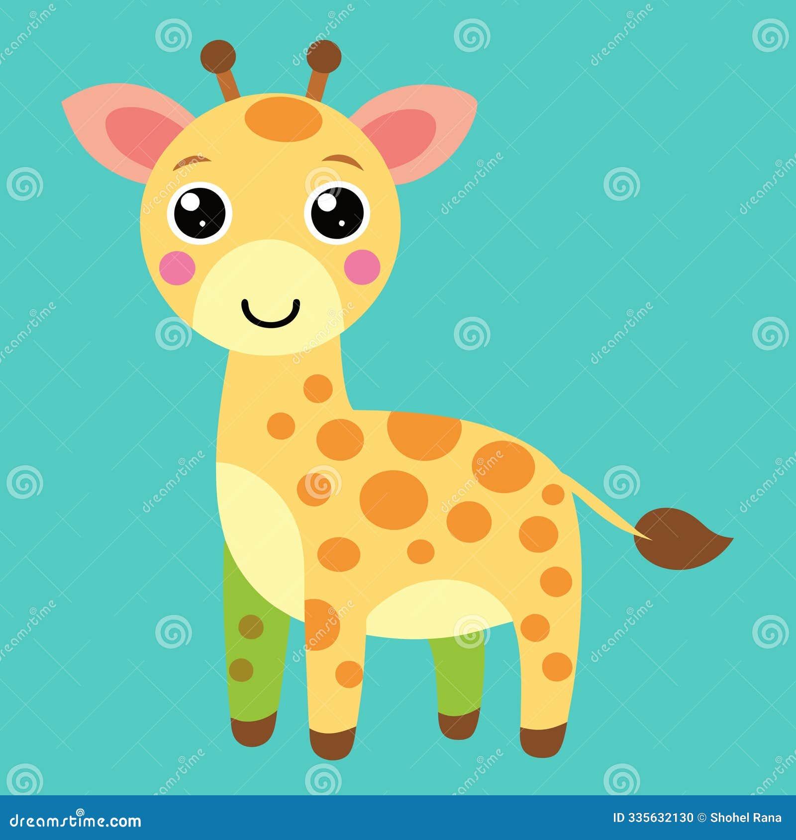 Print Adorable Giraffe Clipart Vector Illustration Featuring Cute and ...