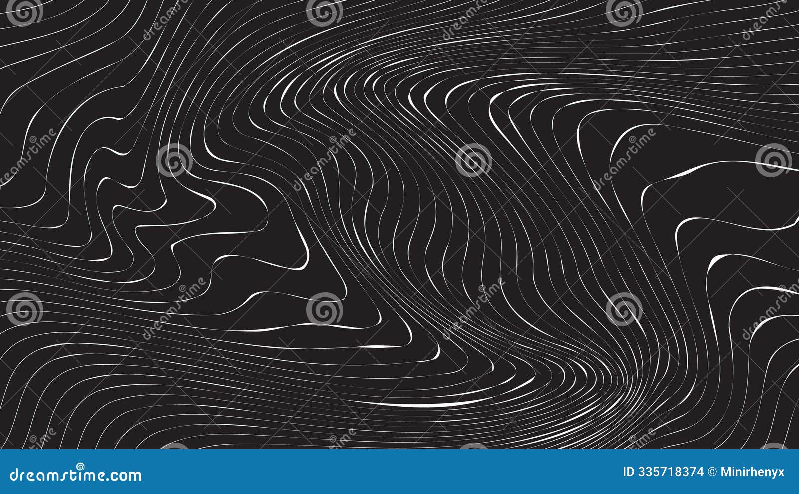 Inverted Wavy White Lines on Black Background Stock Illustration ...