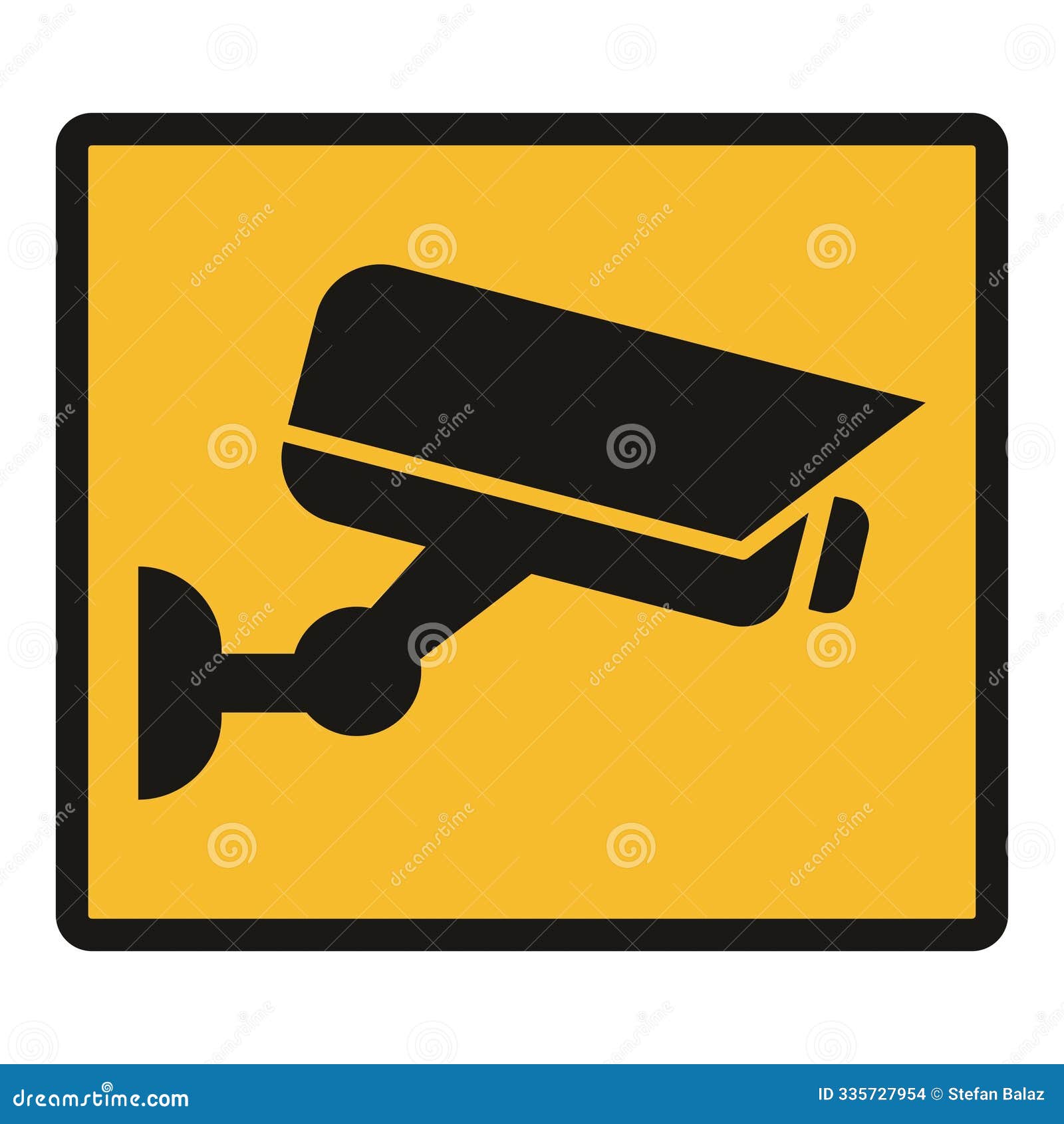 Security Camera Icon, Video Surveillance, Cctv Sign. Yellow Square ...