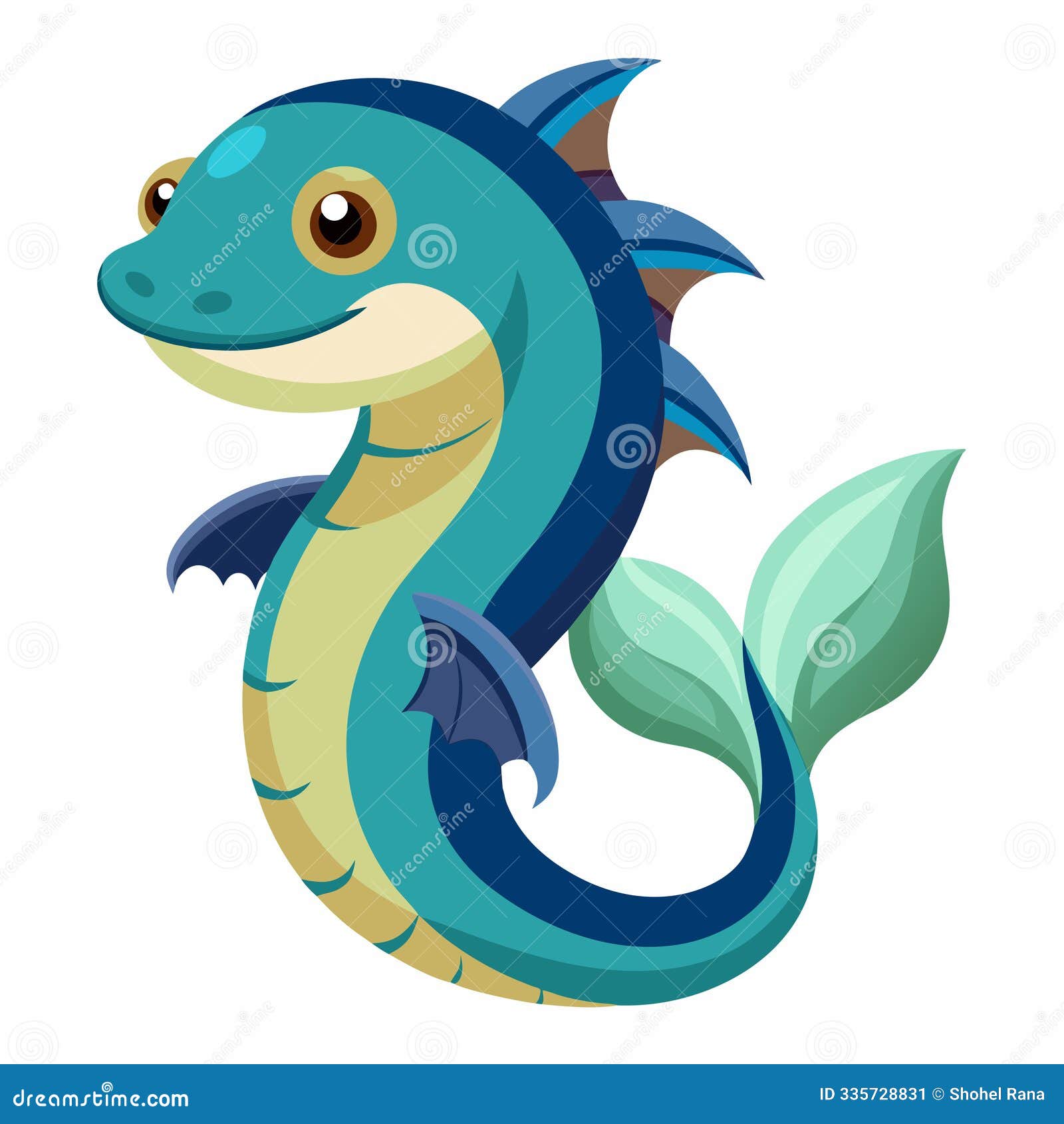 Print Handsome Eel Clipart Vector Illustration of a Graceful Underwater ...