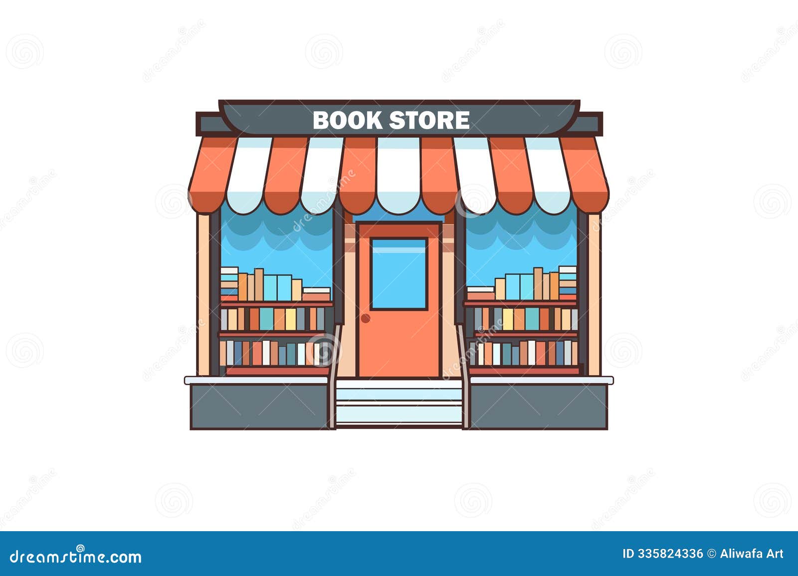 Cute Vector Illustration of a Cozy Bookstore. Stock Illustration ...