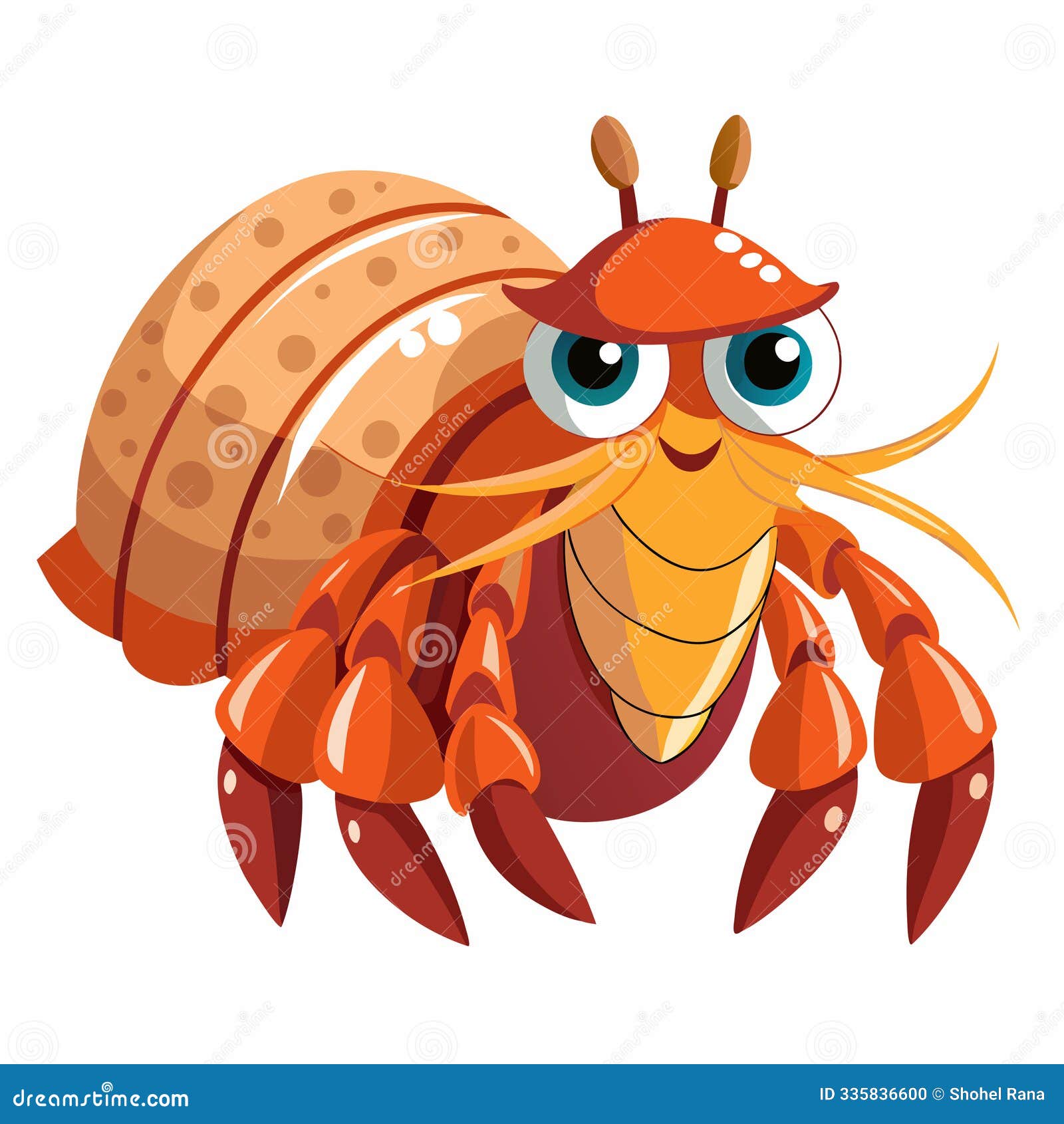 Print Handsome Hermit Crab Clipart Vector Illustration of a Detailed ...