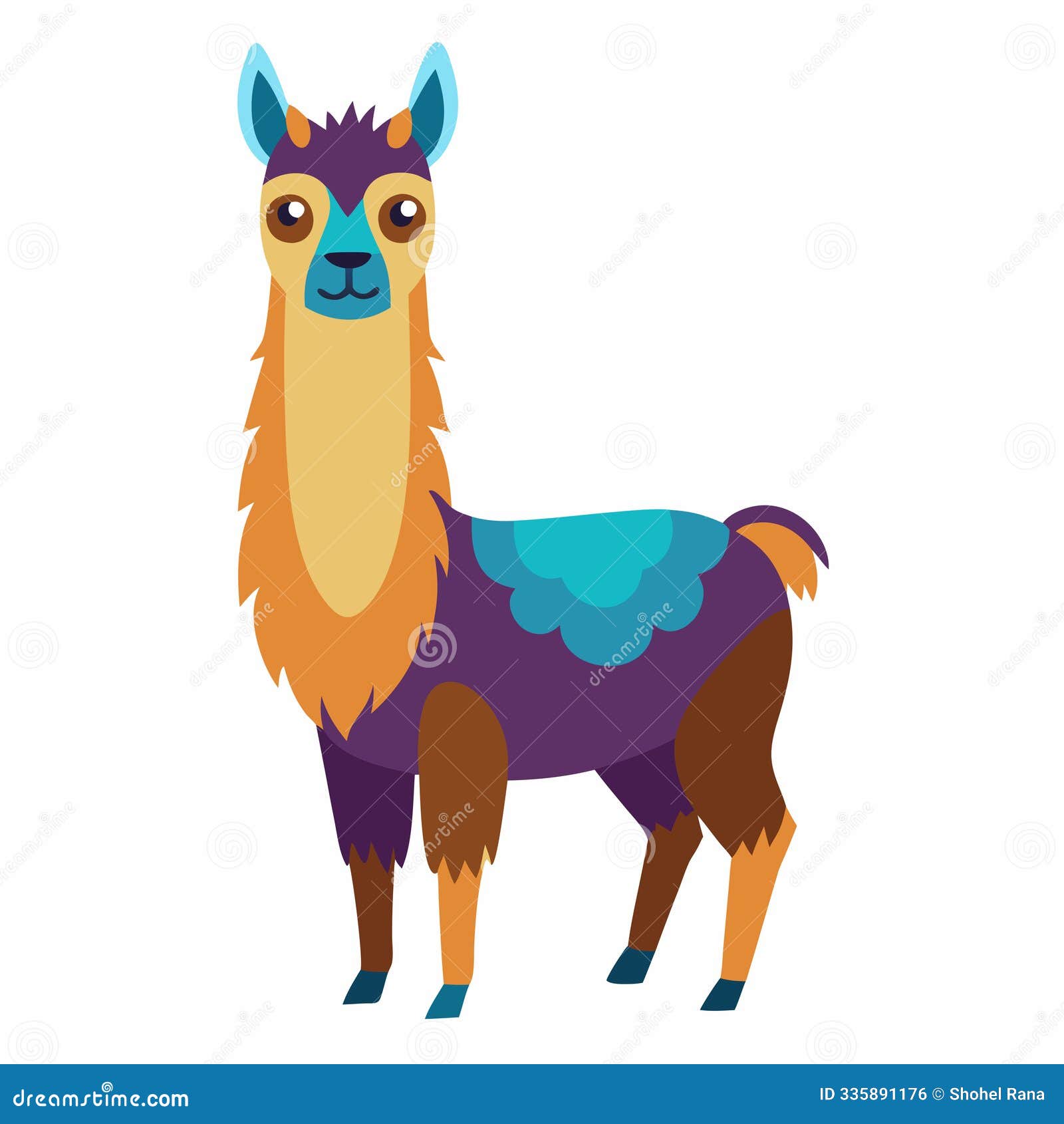 Print Handsome Llama Clipart Vector Illustration Featuring Charming and ...