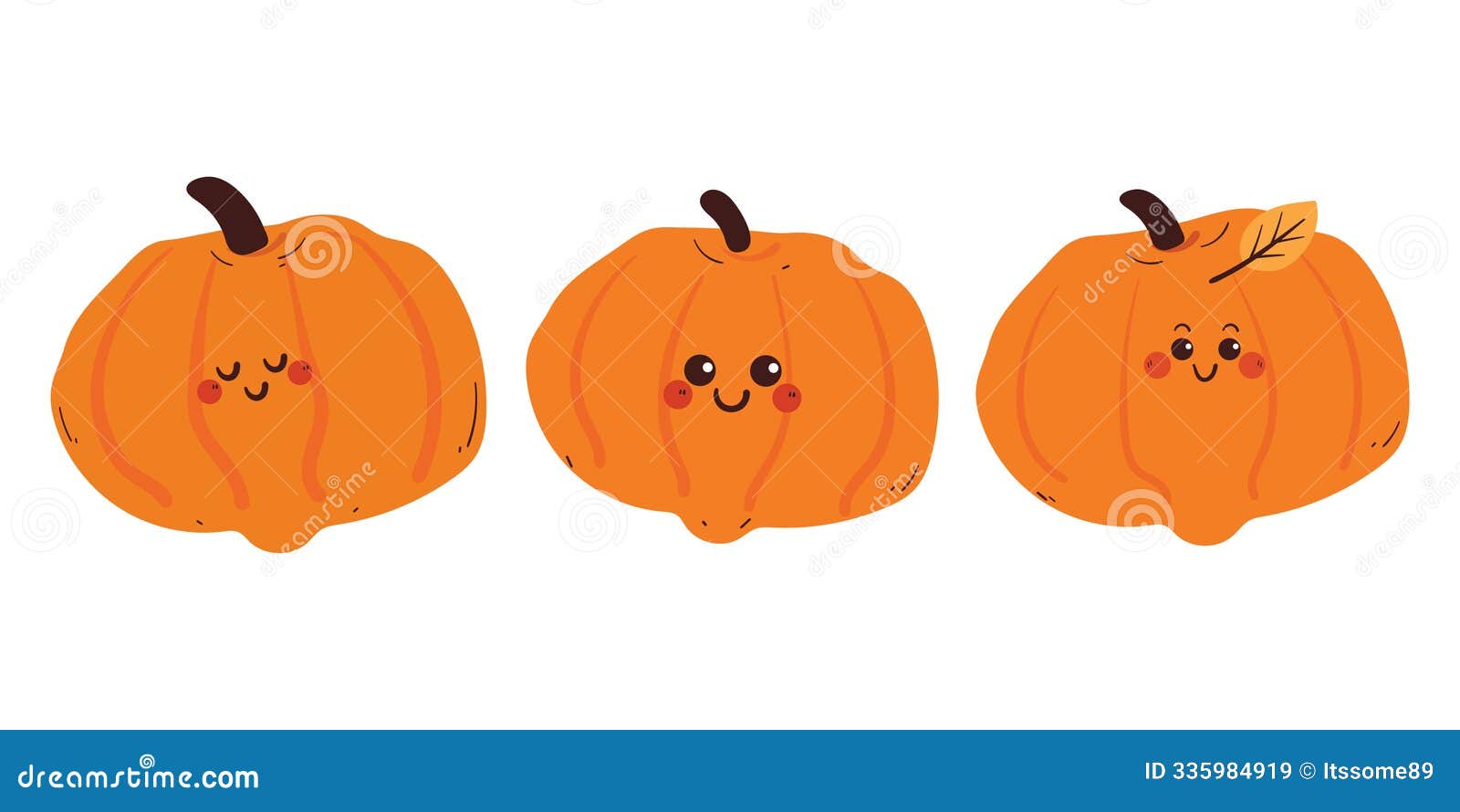 Hand Drawing Cartoon Pumpkin Sticker Set Stock Illustration ...