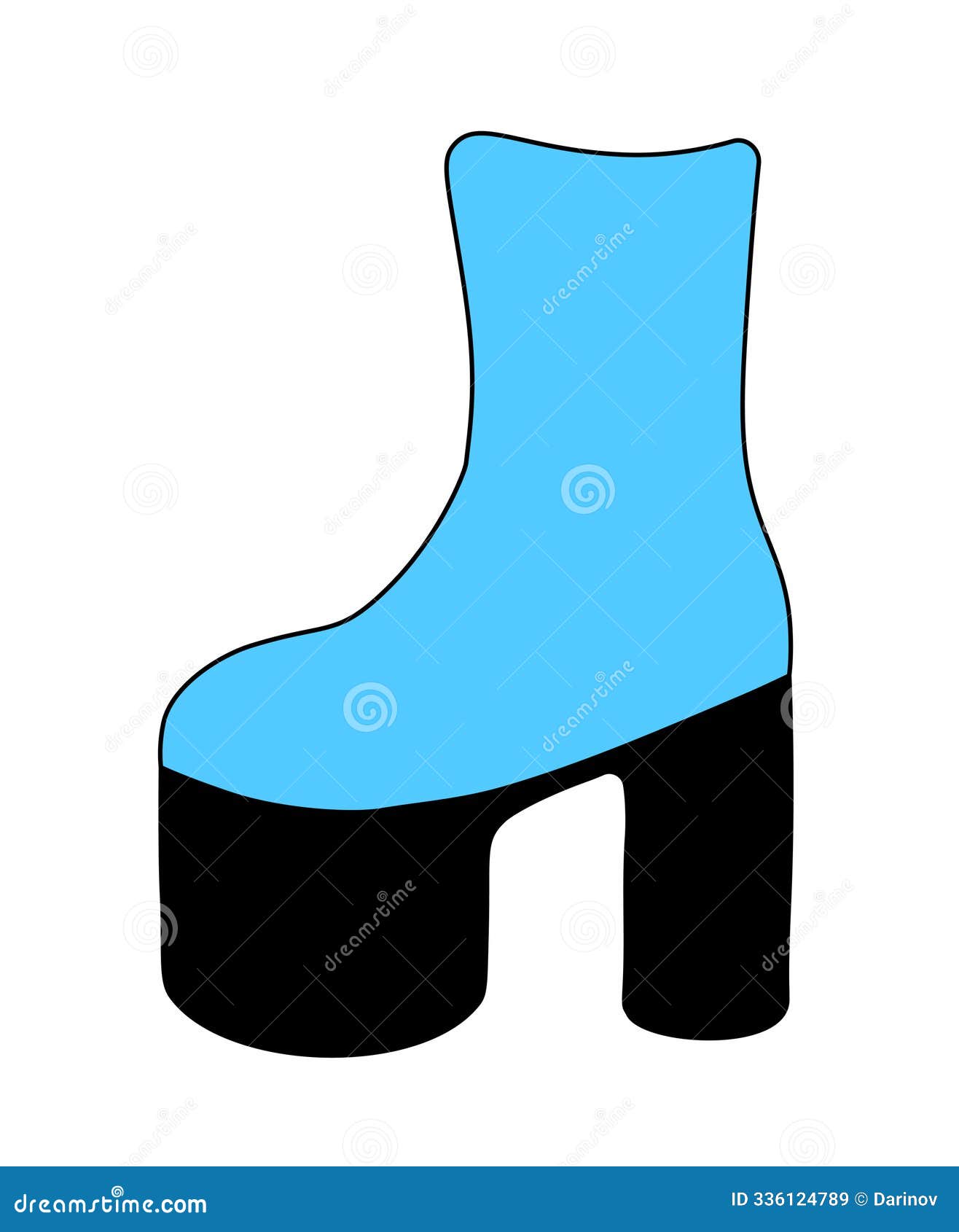 Trendy 1980 Retro Disco Blue Boot. Vintage Shoe. Vector Flat ...