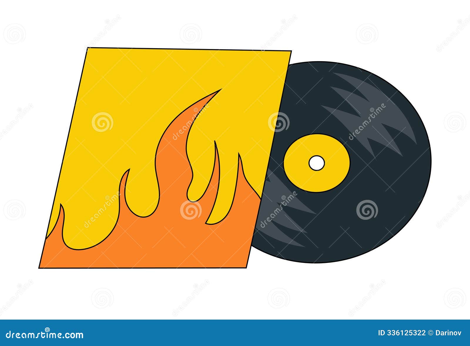 Vinyl Record with Flame Design Cover. LP or Long Play Music Disc. DJ ...