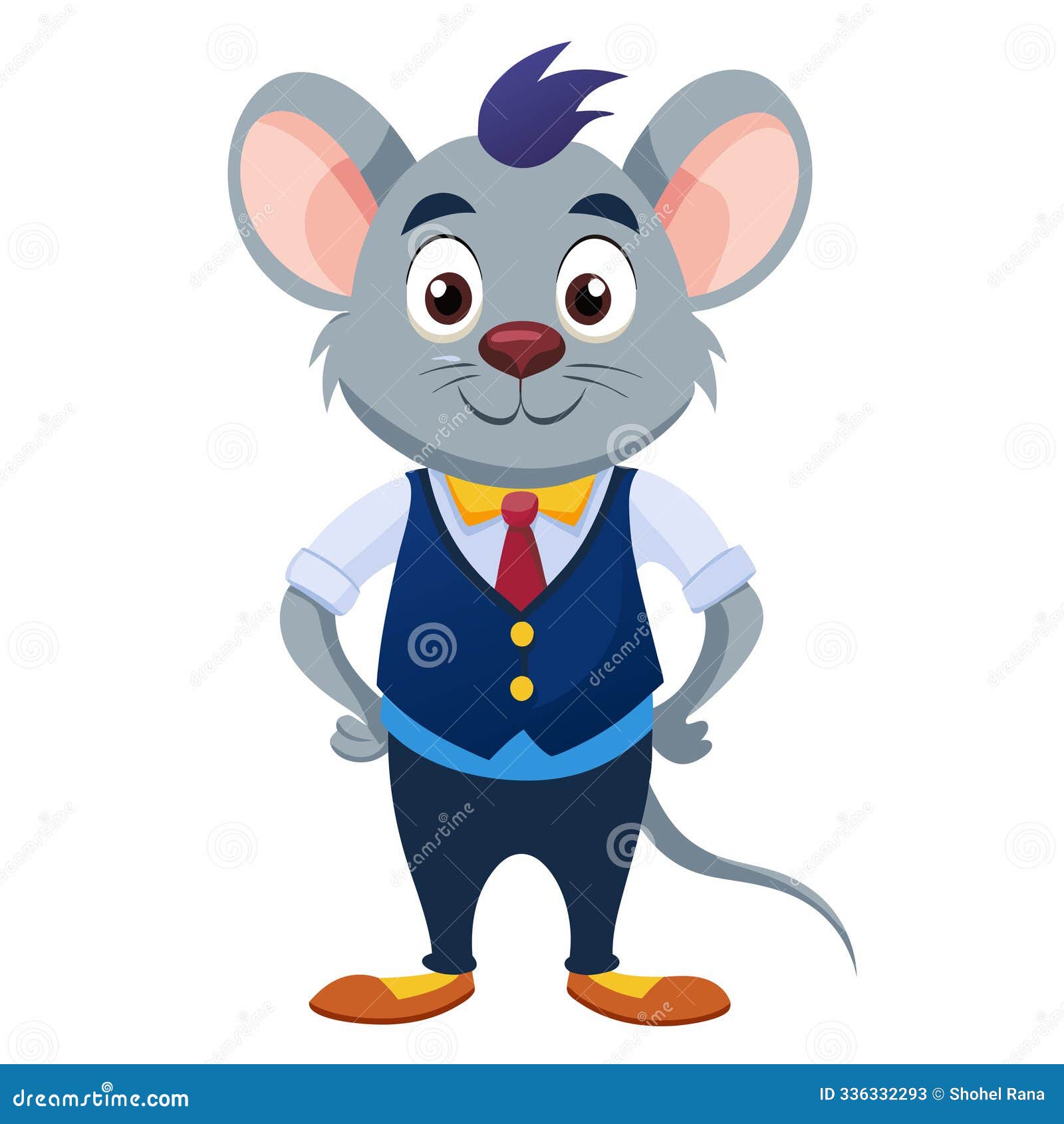 Print Handsome Mouse Clipart Vector Illustration in Detailed Style ...