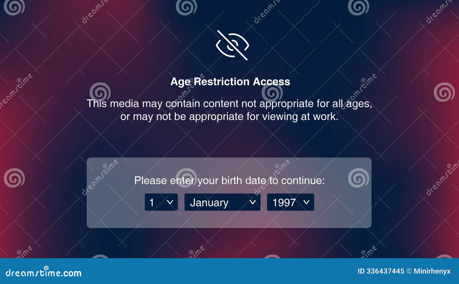 Age Restriction Access Blurred Screen Template Stock Illustration ...