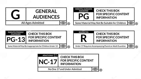 Film Rating System Label Sticker Set Stock Vector - Illustration of ...