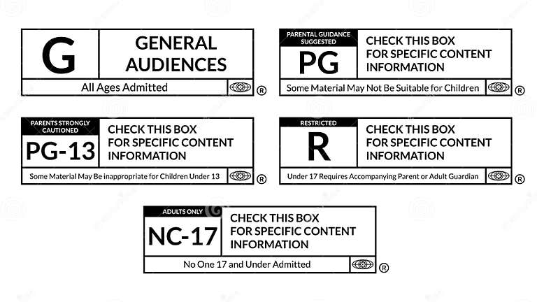 Film Rating System Label Sticker Set Stock Vector - Illustration of ...