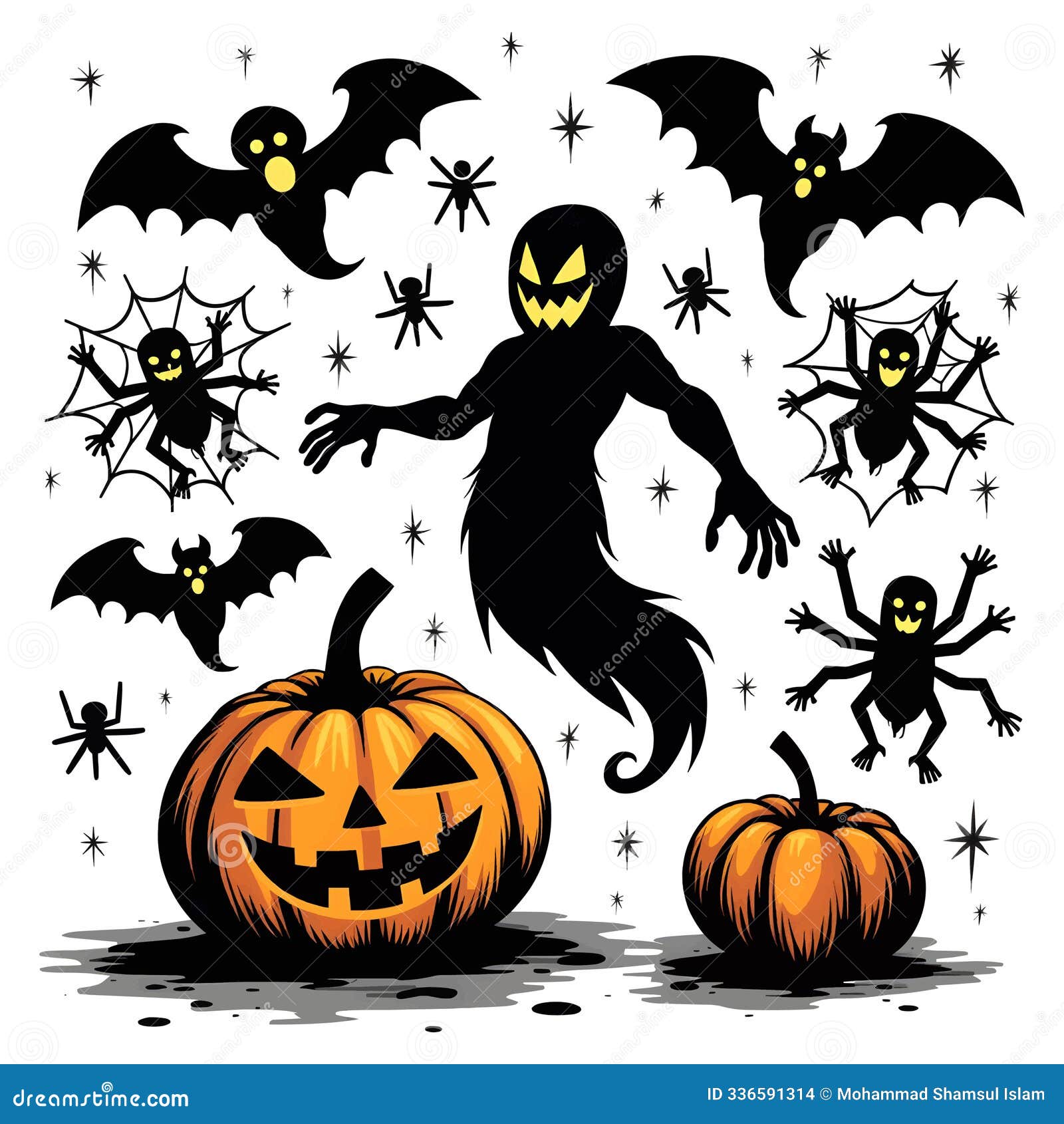 Spooky Halloween Vector Design Collection Stock Vector - Illustration ...