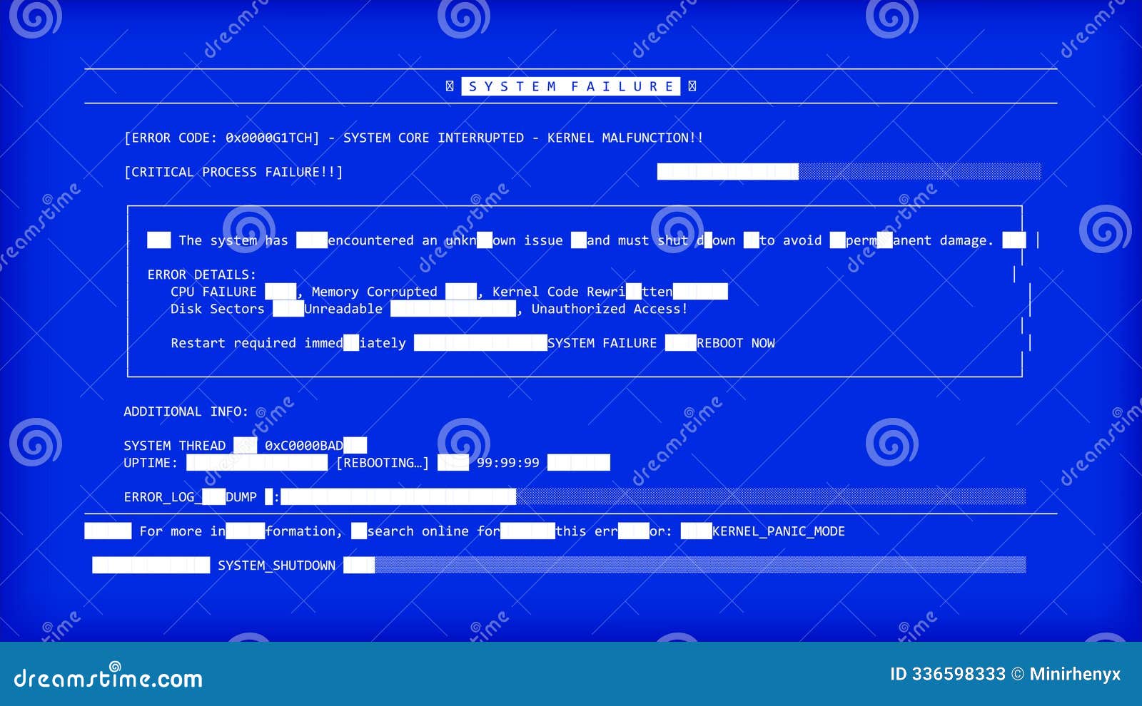 Computer System Failure Dos Blue Screen Message Stock Illustration ...