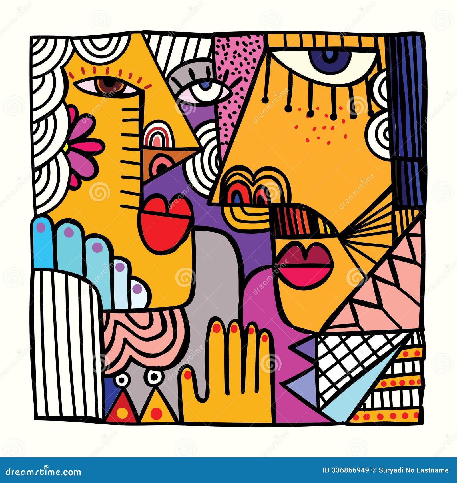 Abstract Face Geometric Shapes Pattern Doodle. Stock Vector ...