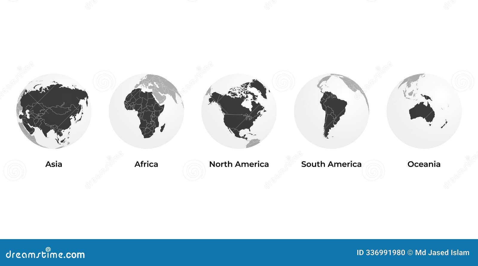 Five Continents, Political World Map, With Borders Vector Illustration ...