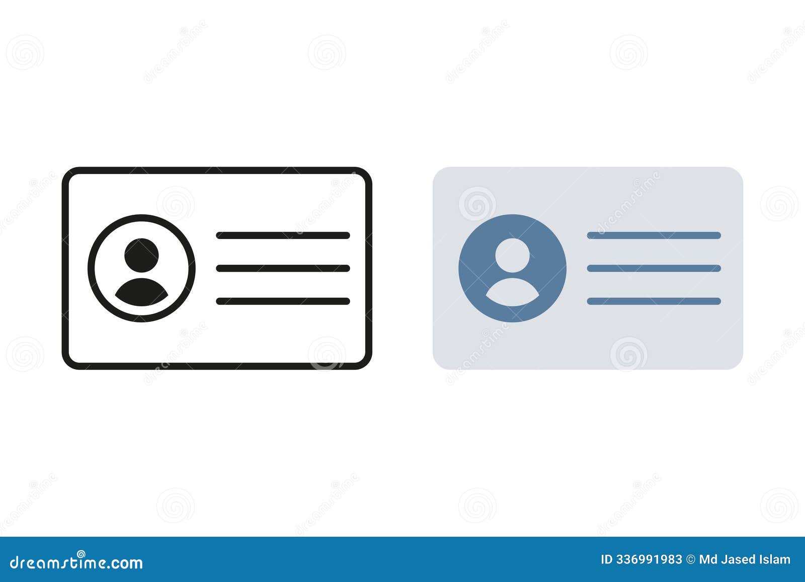 ID Card Icon Set, Driver License, Staff Id Card Symbol or Sign Stock ...