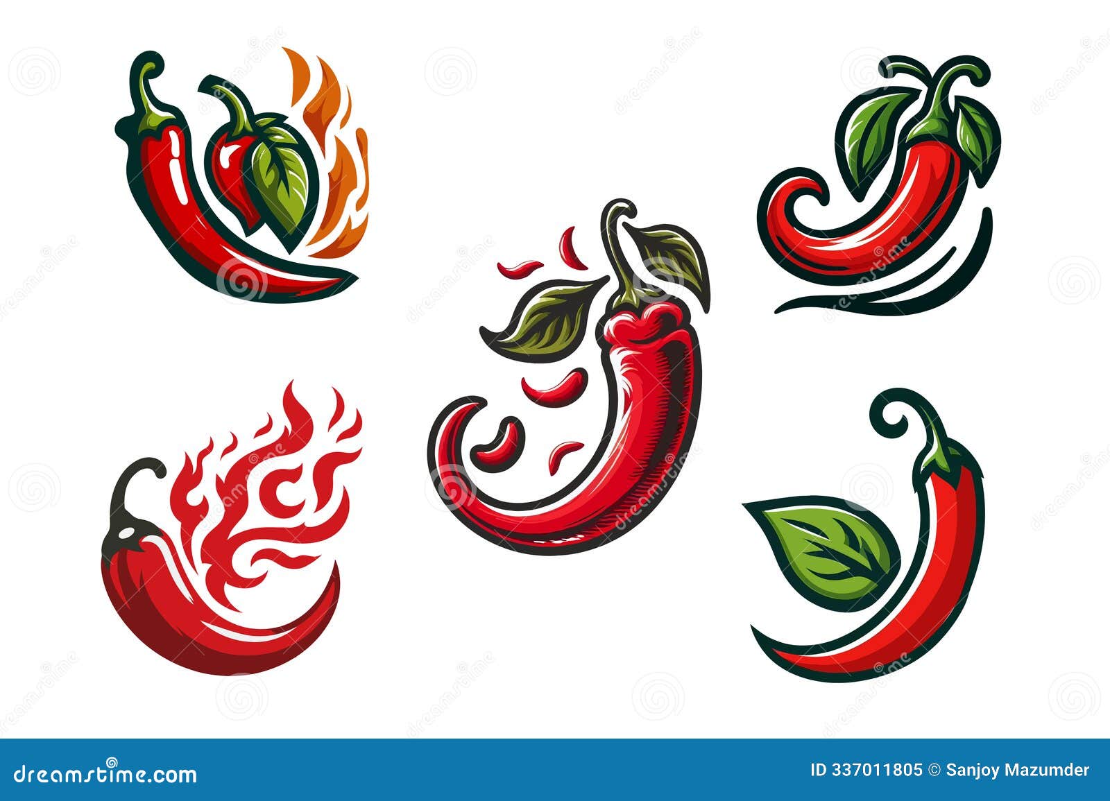 Chili Vector Icons Set, Simple Set Chili Vegetables Vector Icons. Stock ...