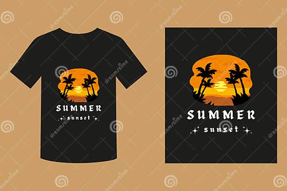 Summer Sunset Typography Design Stock Illustration - Illustration of ...