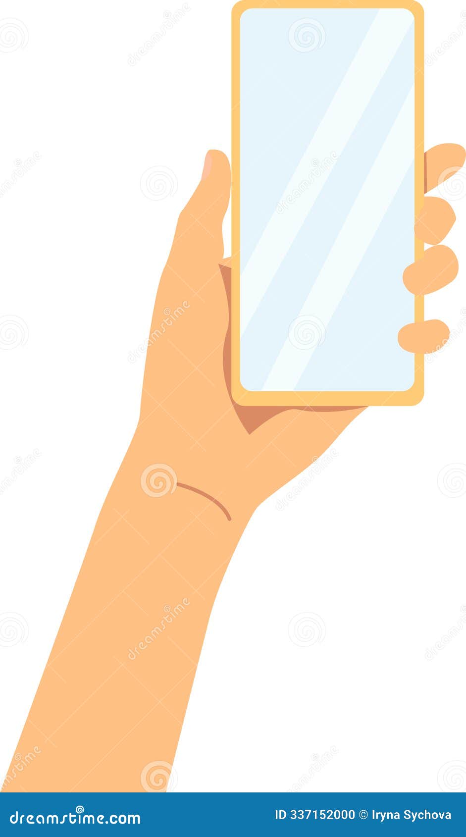Hand Holding Smartphone in Cartoon Style. Stock Vector - Illustration ...