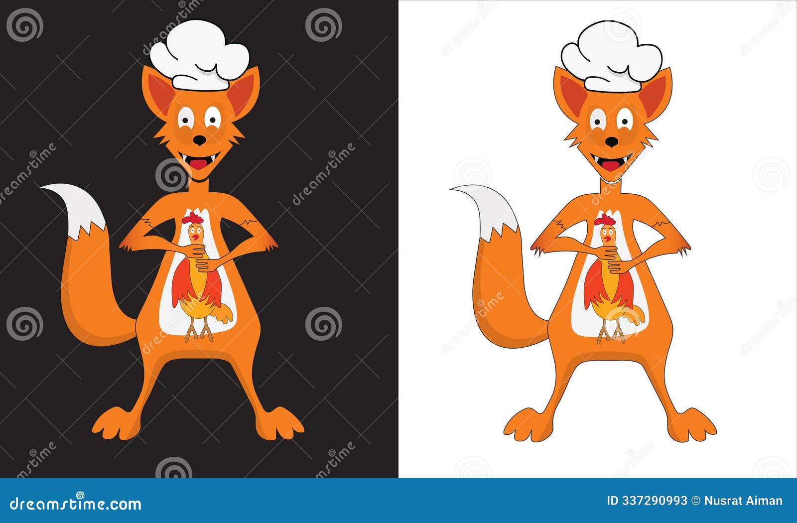 Fox and Chicken Vector Logo, Fox Cartoon Vector, Restaurant Logo. Stock ...