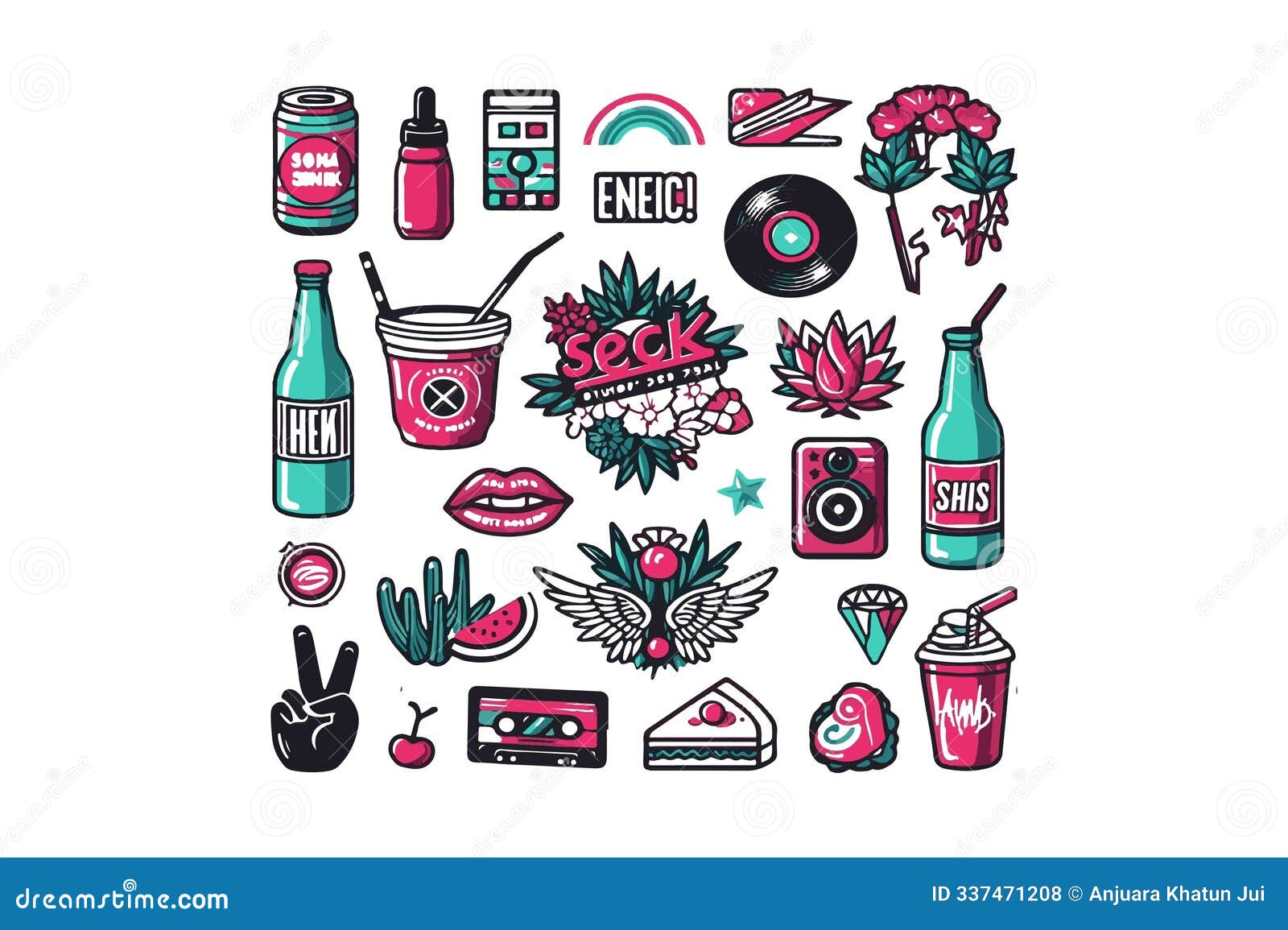 Trendy Sticker Packs for Creative Self-Expression Stock Illustration ...