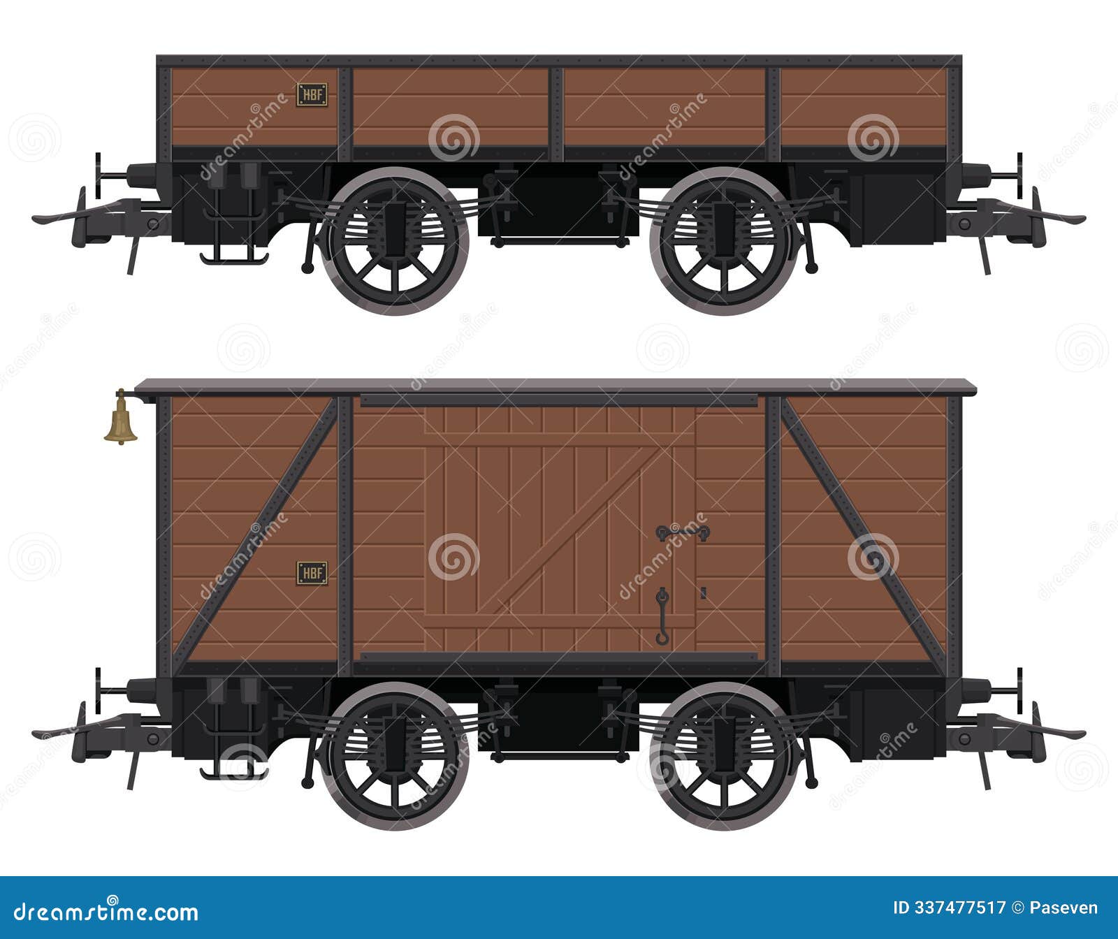 Vintage Retro Railway Freight Wooden Wagon Carriage Stock Illustration ...