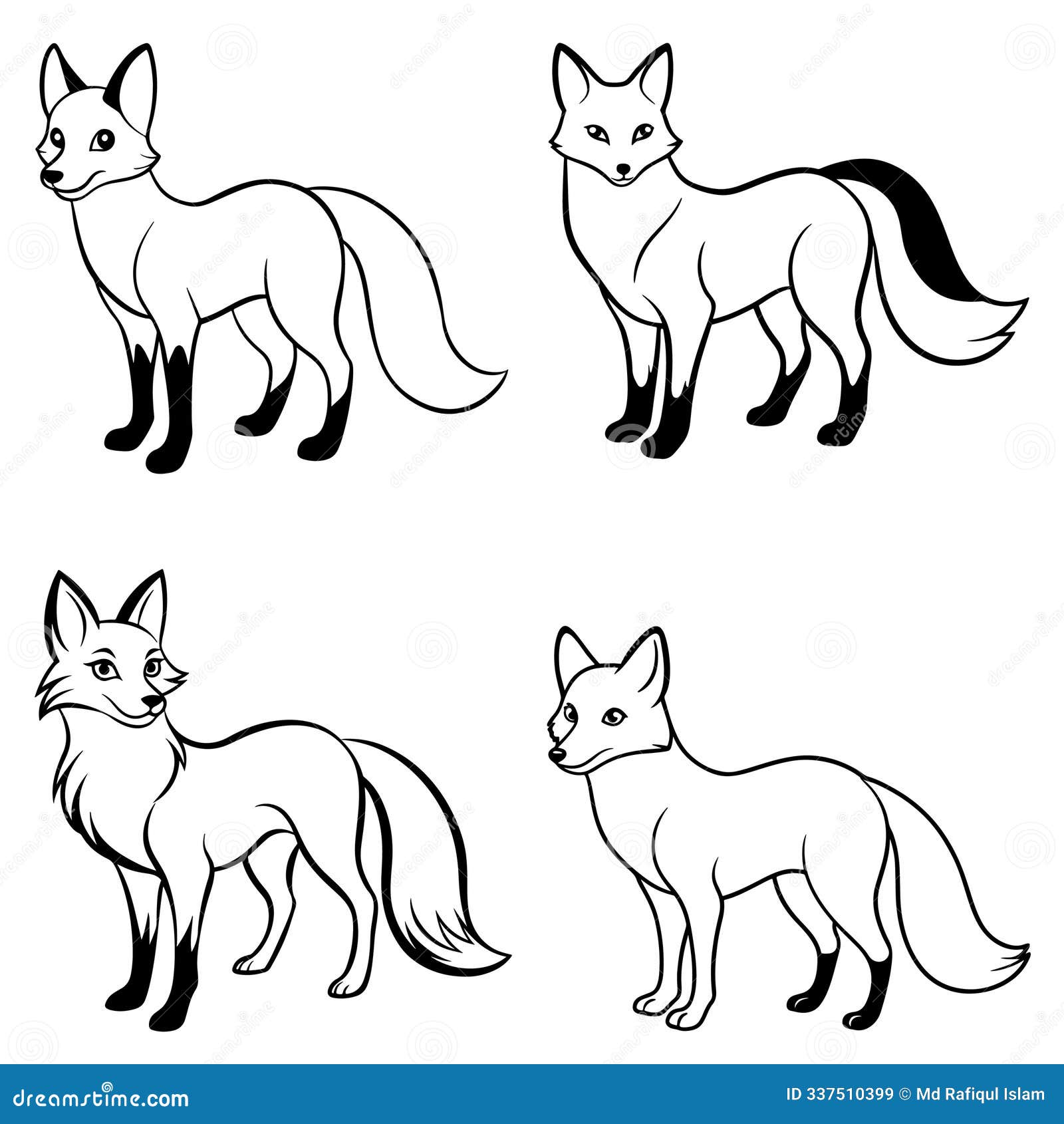 3d Rendering of Dynamic Fox Silhouette Line Art. Generative AI Stock ...