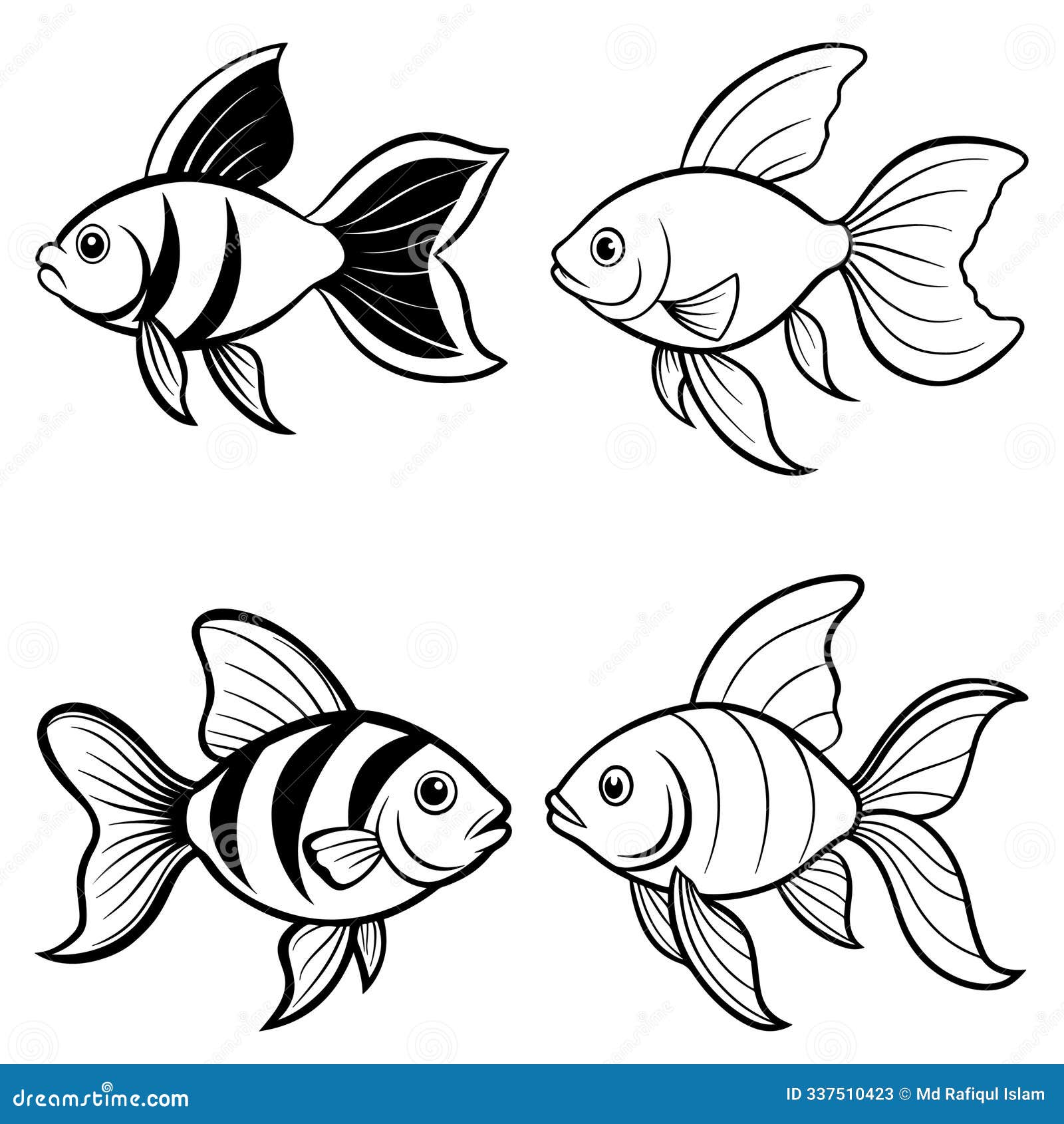 3d Rendering of Dynamic Goldfish Silhouette Line Art. Generative AI ...