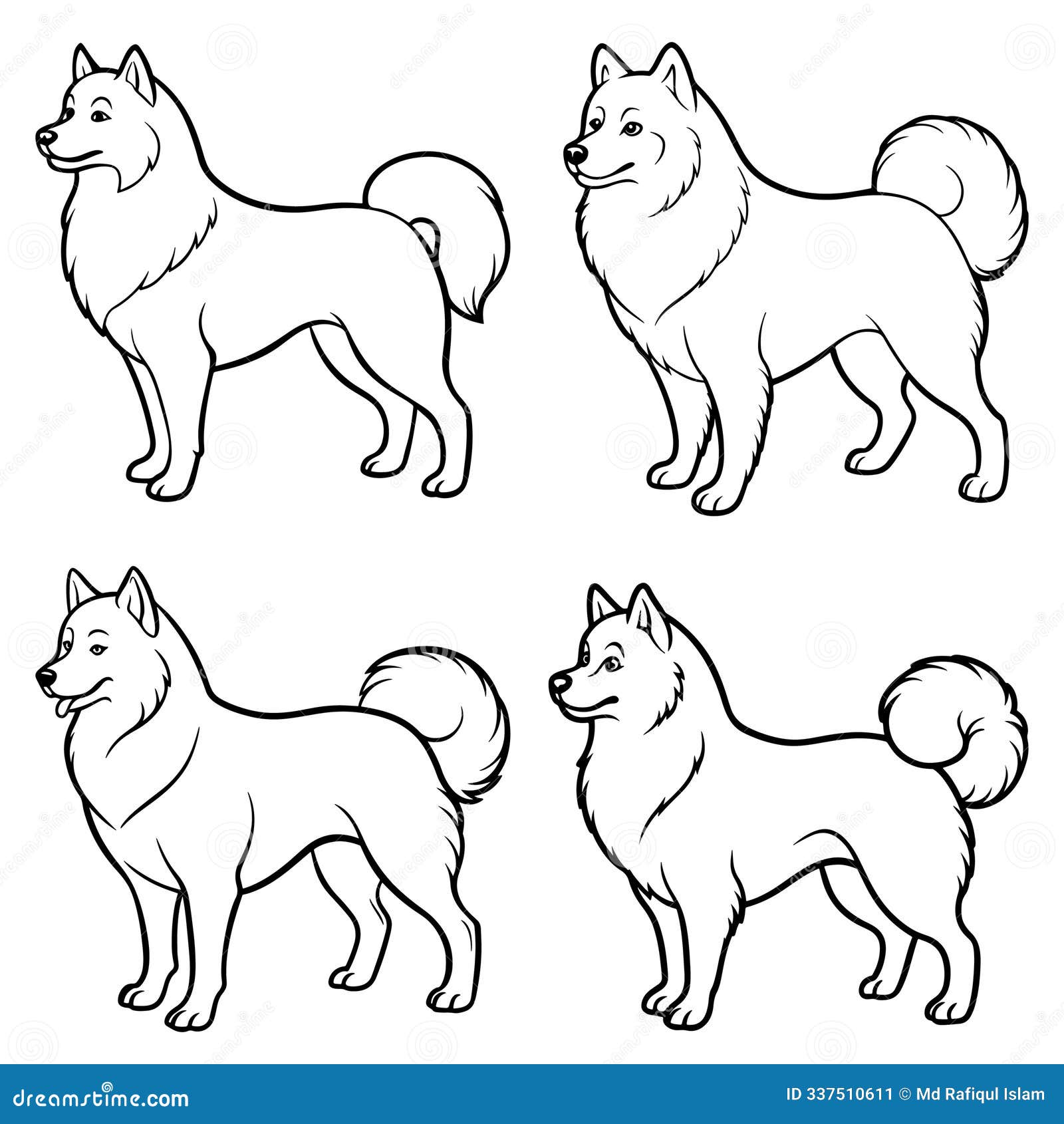 3d Rendering of Dynamic Samoyed Dog Silhouette Line Art. Generative AI ...