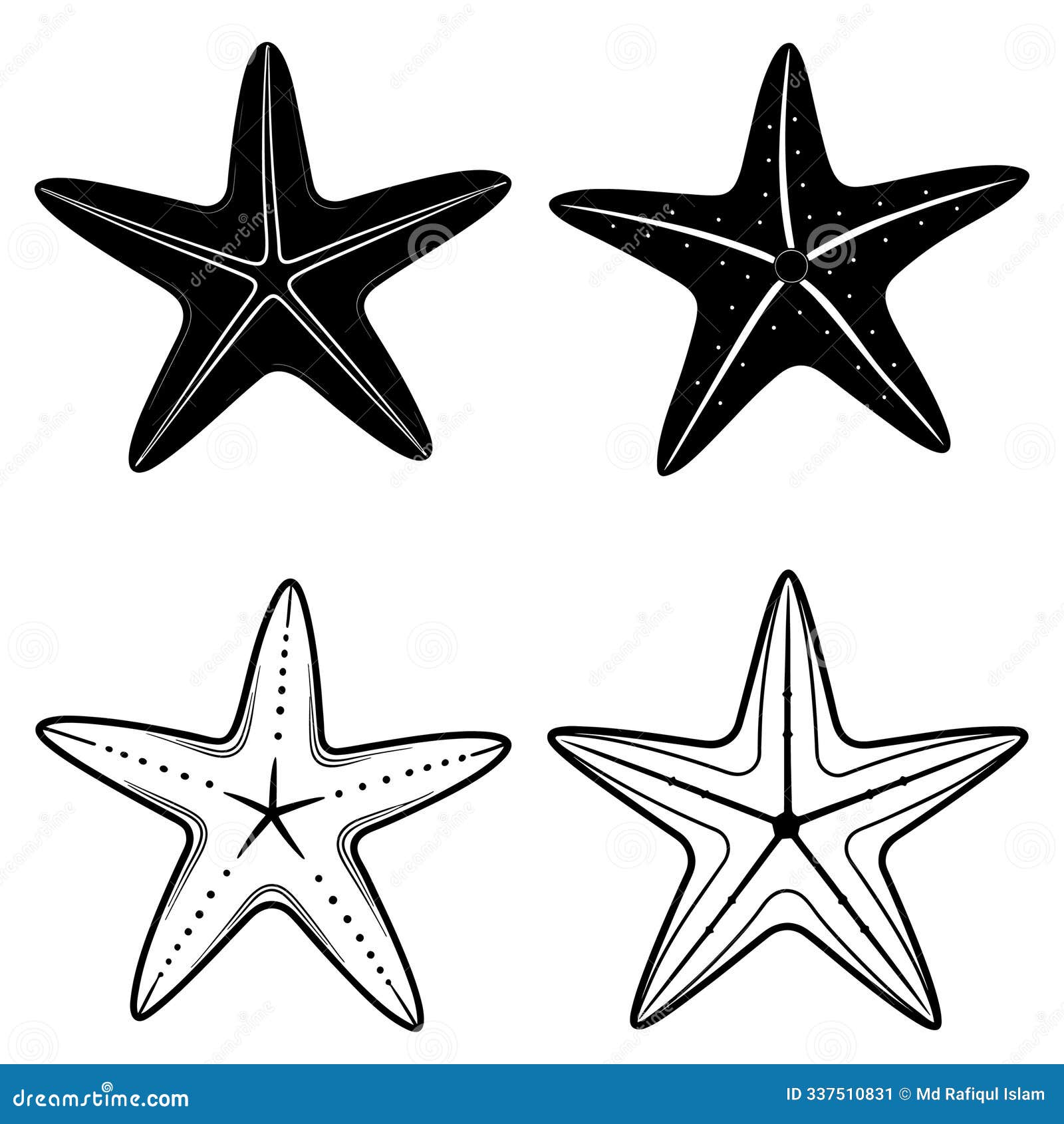 3d Rendering of Dynamic Starfish Silhouette Line Art. Generative AI ...