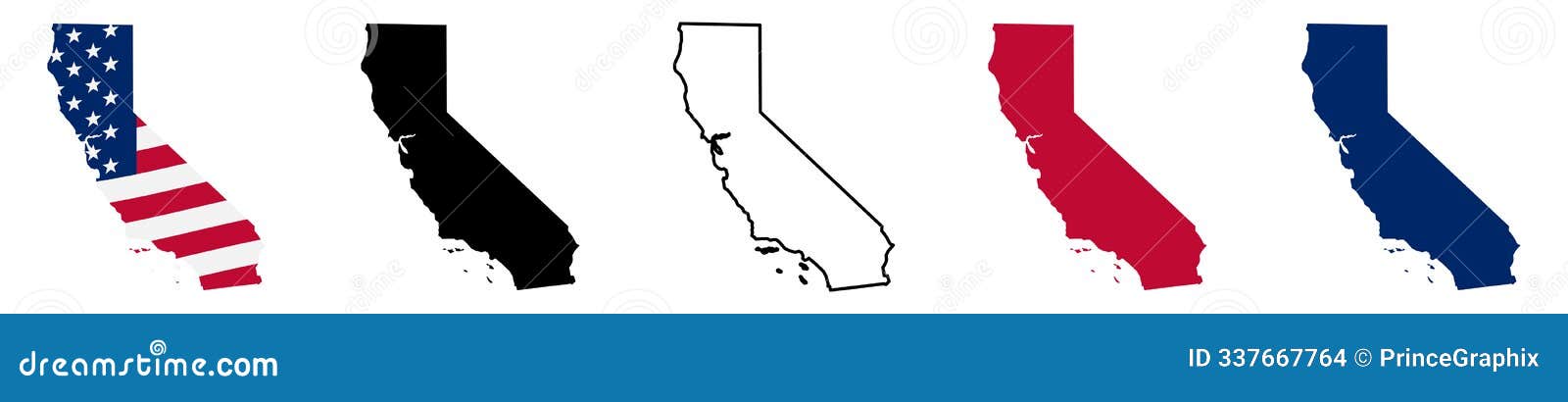 California Map Icon Set, California Map Isolated on Transparent ...