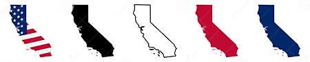 California Map Icon Set, California Map Isolated on Transparent ...