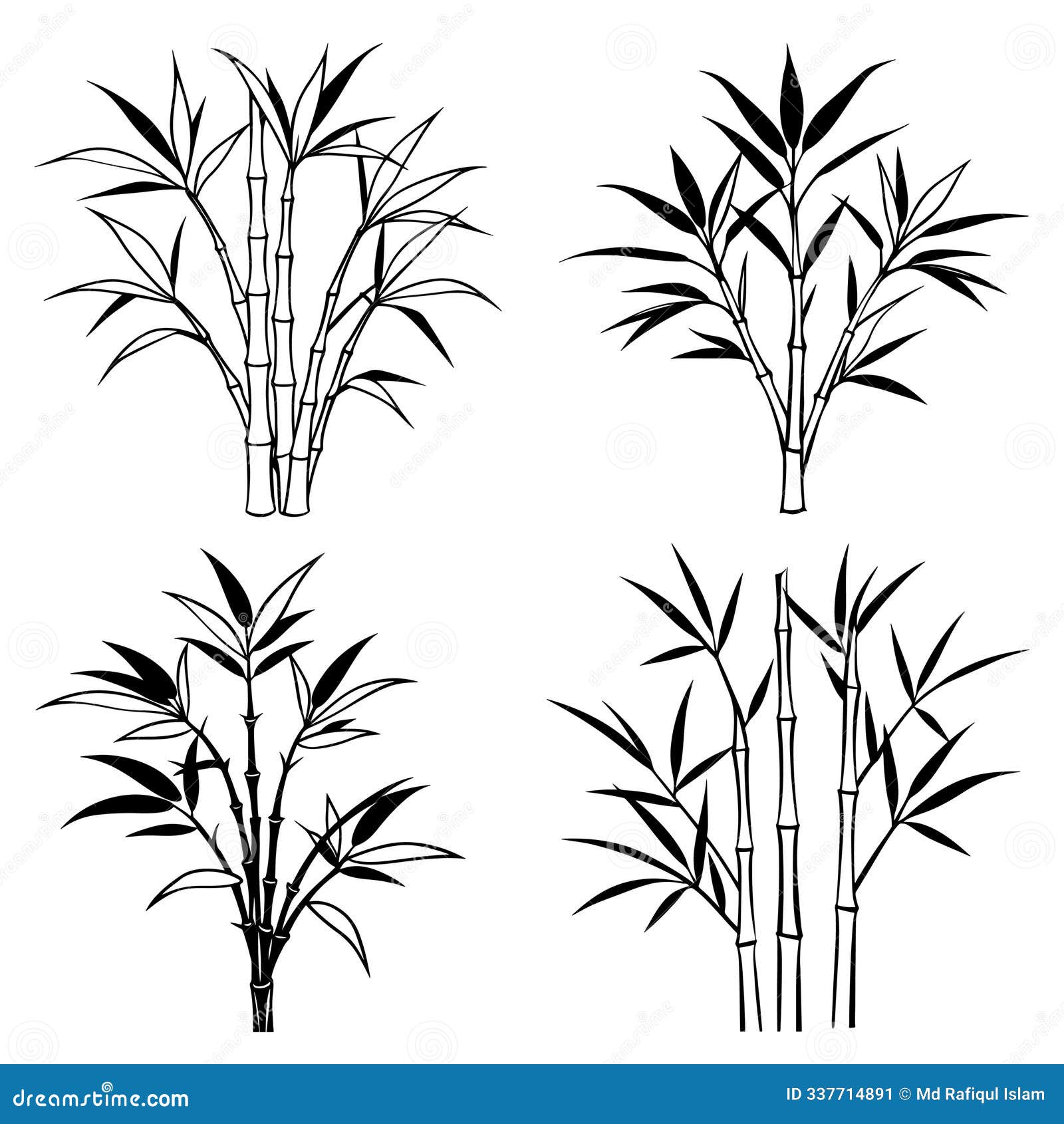 3d Rendering of Dynamic Bamboo Silhouette Line Art Stock Illustration ...