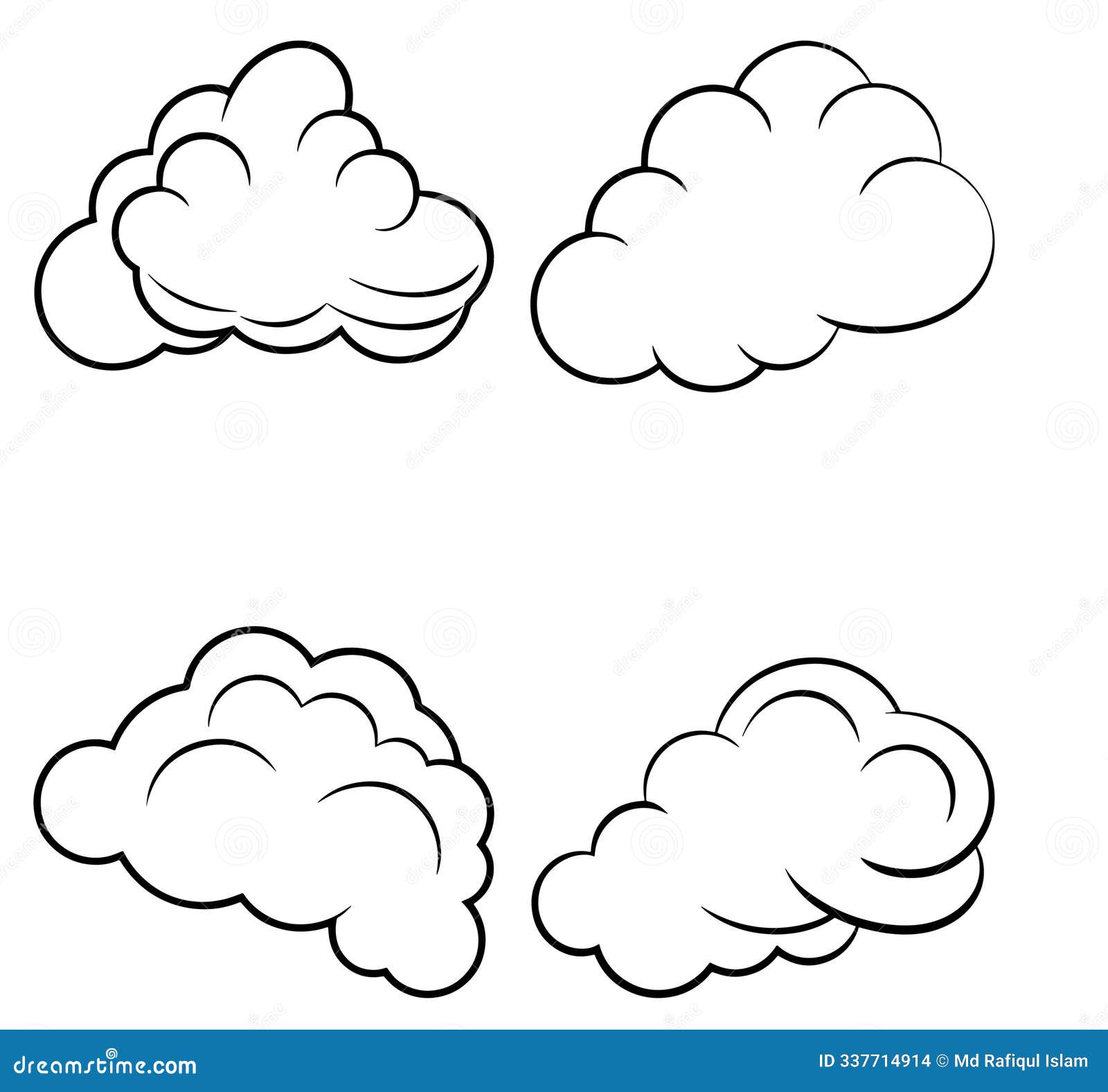 3d Rendering of Dynamic Clouds Silhouette Line Art Stock Illustration ...