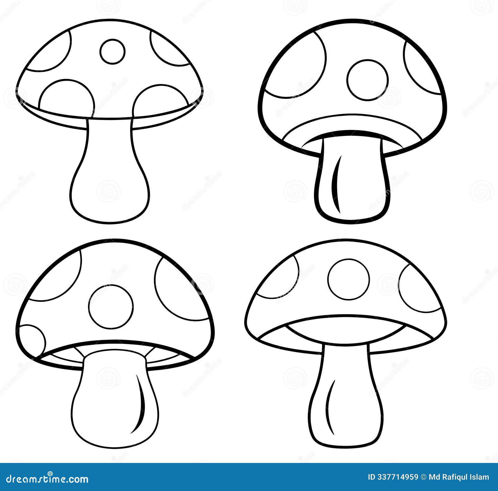 3d Rendering of Dynamic Mushroom Silhouette Line Art Stock Illustration ...