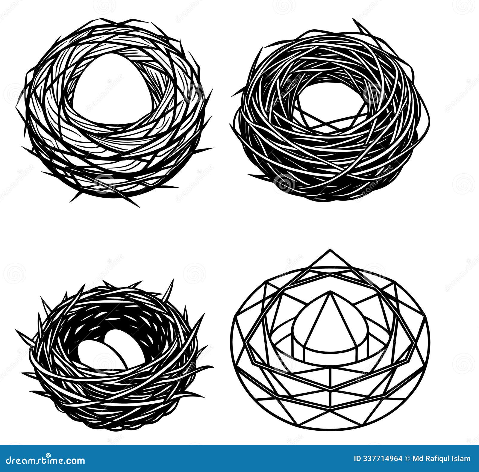3d Rendering of Dynamic Nest Silhouette Line Art Stock Illustration ...