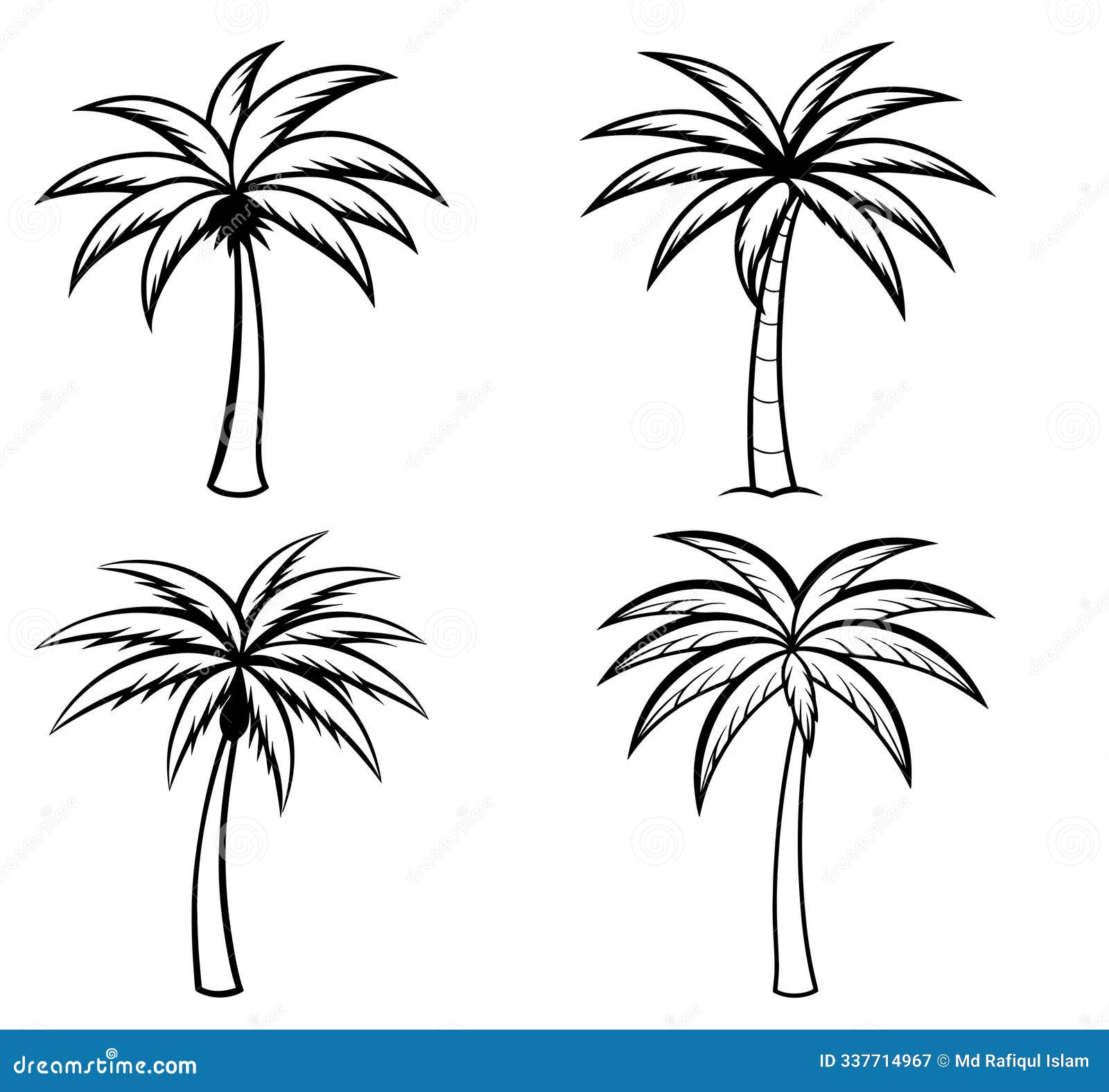 3d Rendering of Dynamic Palm Tree Silhouette Line Art Stock Vector ...