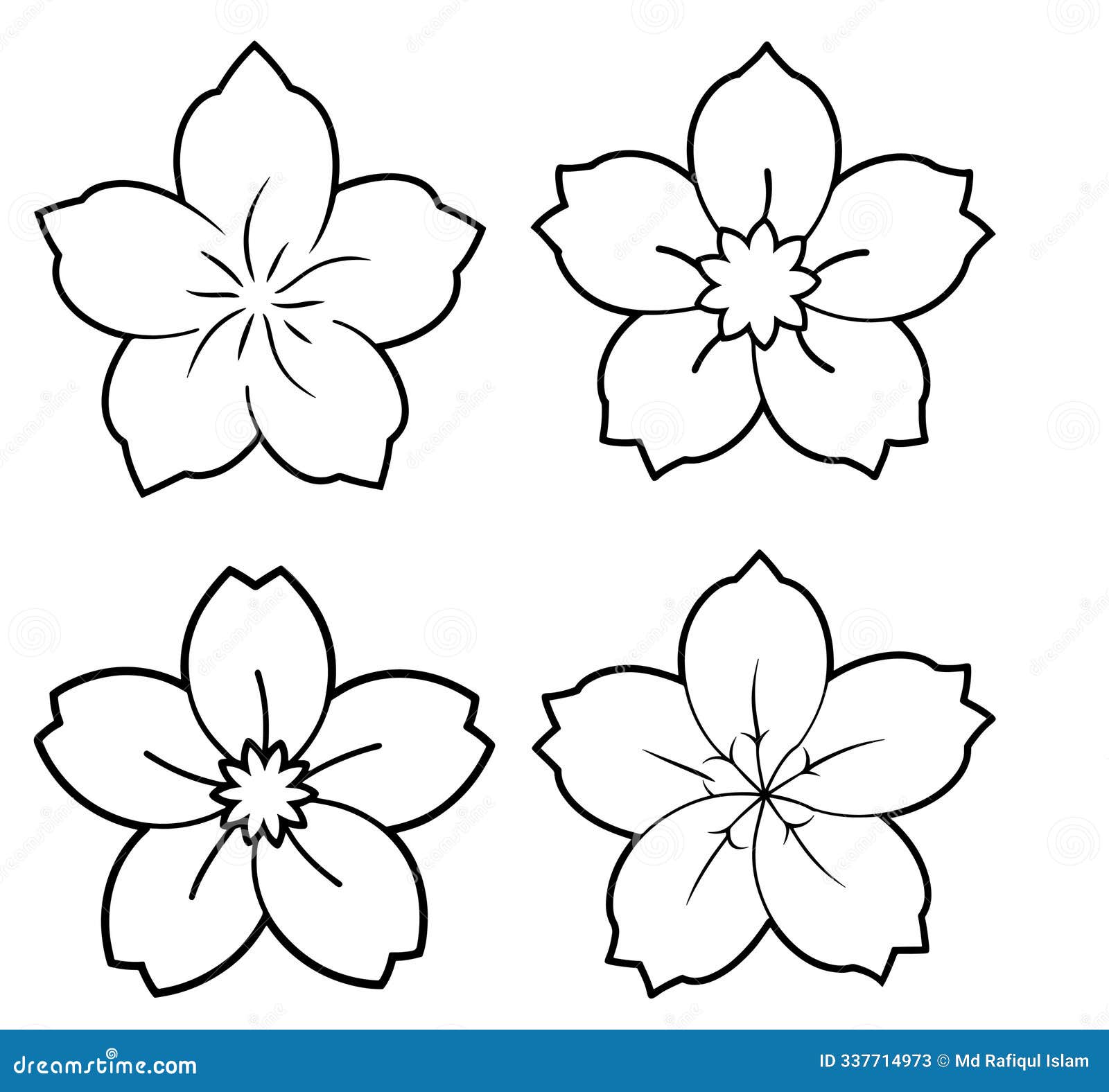 3d Rendering of Dynamic Sakura Silhouette Line Art Stock Illustration ...