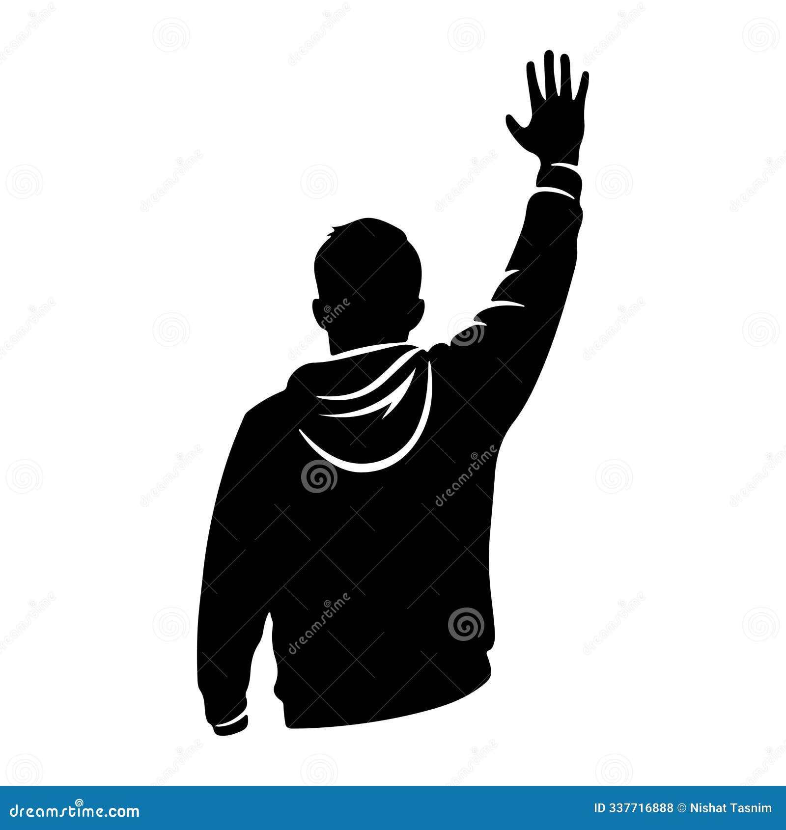 Silhouette of a Person Raising Hand in Gesture Against White Background ...