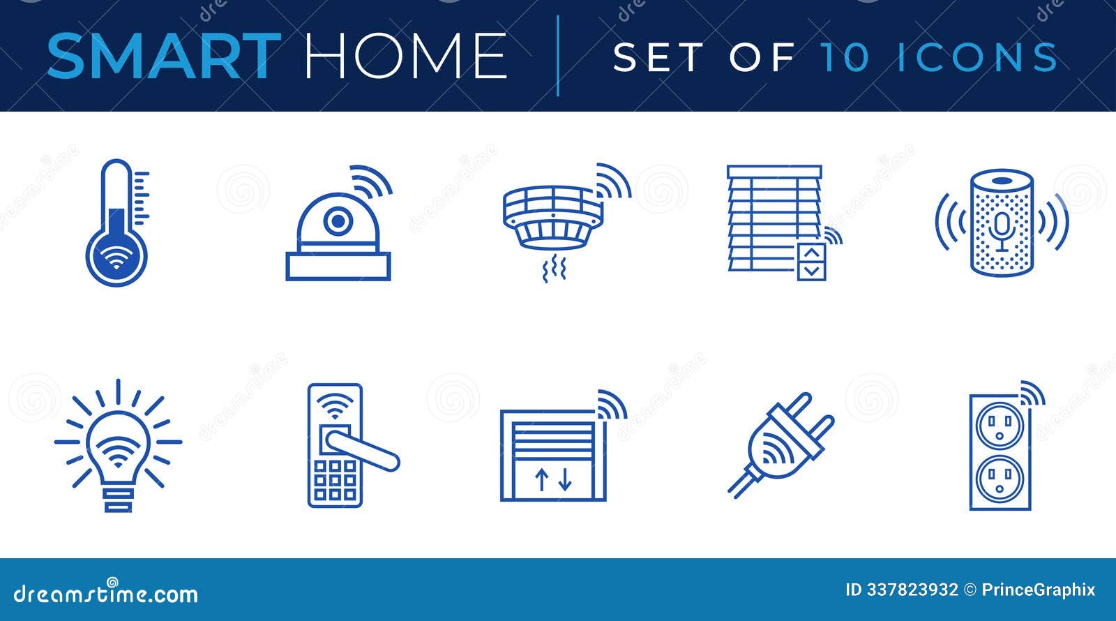 Smart Home Icon Set. Outline Icons for Home Automation, Security, and ...