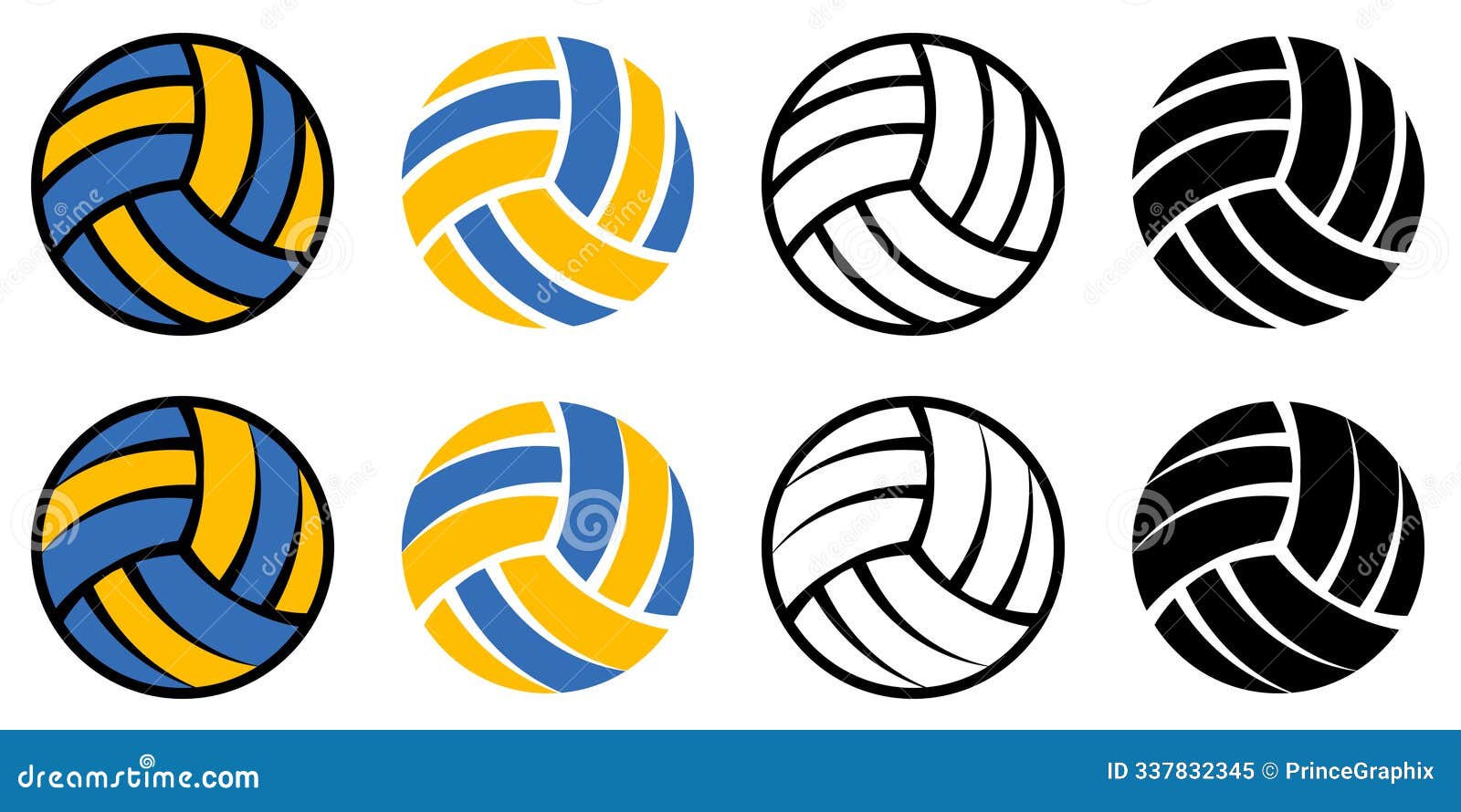 Volleyball Icon Set. Isolated Volleyball Ball Outline Icons on a White ...